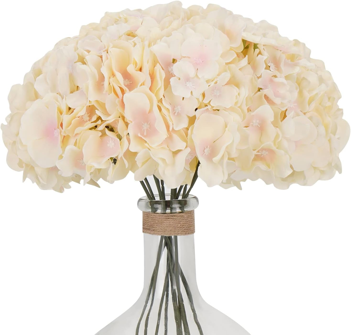 Hydrangea Artificial Flowers, Champagne Faux Hydrangea Flowers, Full ...