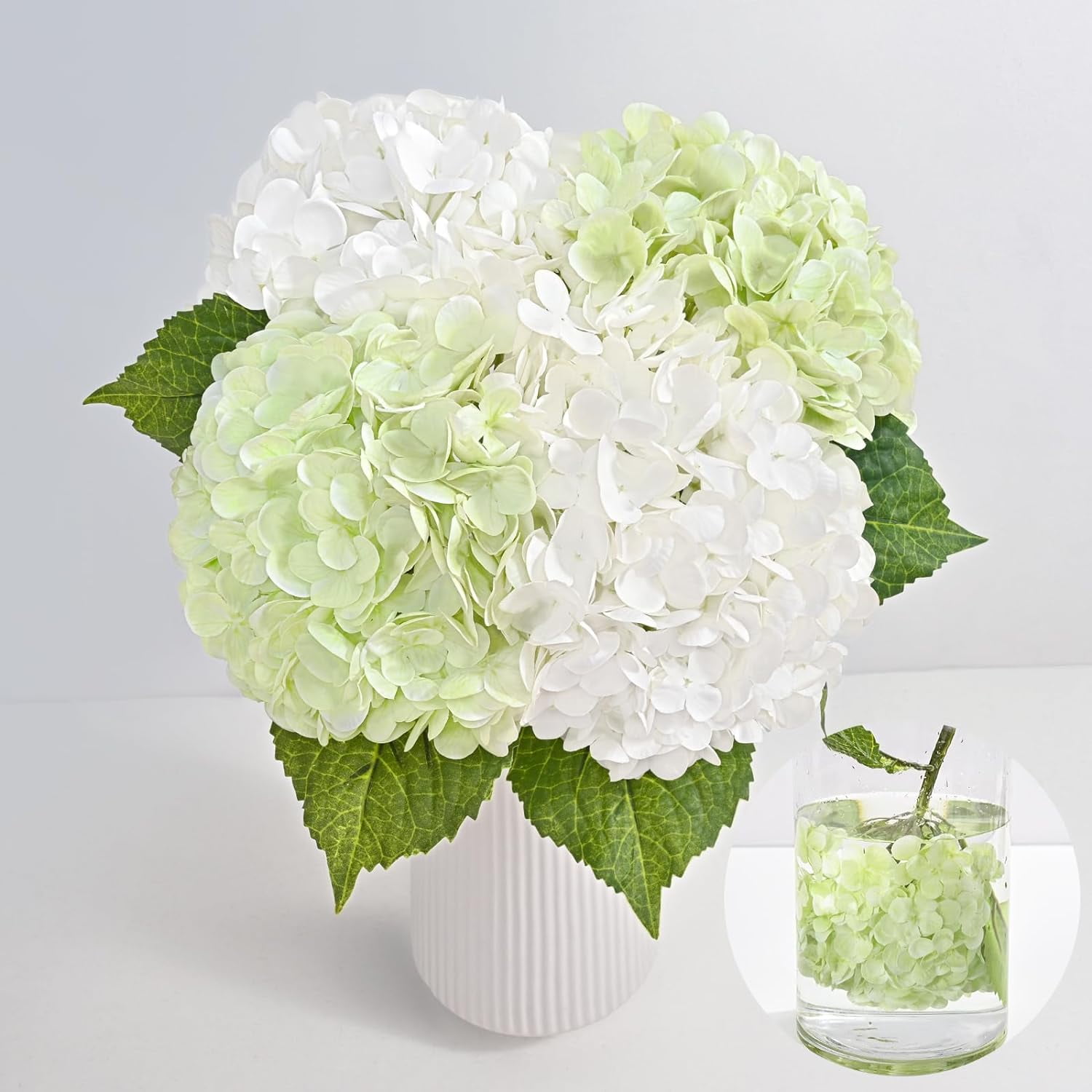 Hydrangea Artificial Flowers, Latex Real Touch Hydrangeas Lifelike ...
