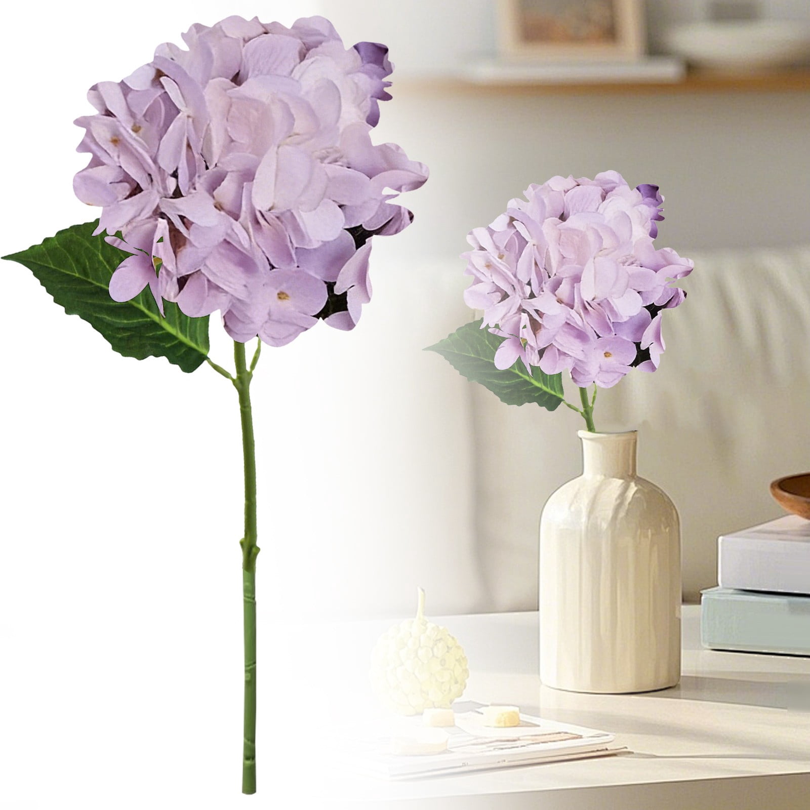 Hydrangea Artificial Flowers Single Stem Fake Flowers with Leaves for ...