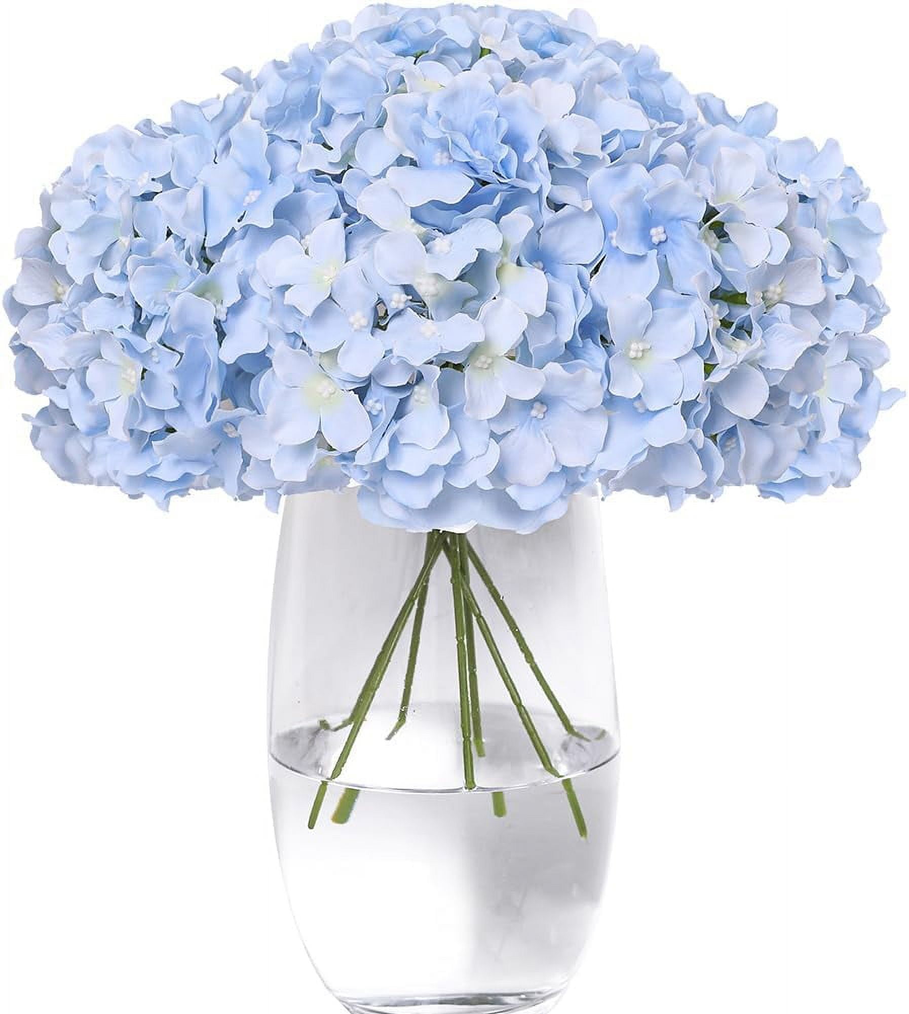 Hydrangea Artificial Flowers with Stems 12pcs Silk Blue Flower Heads ...
