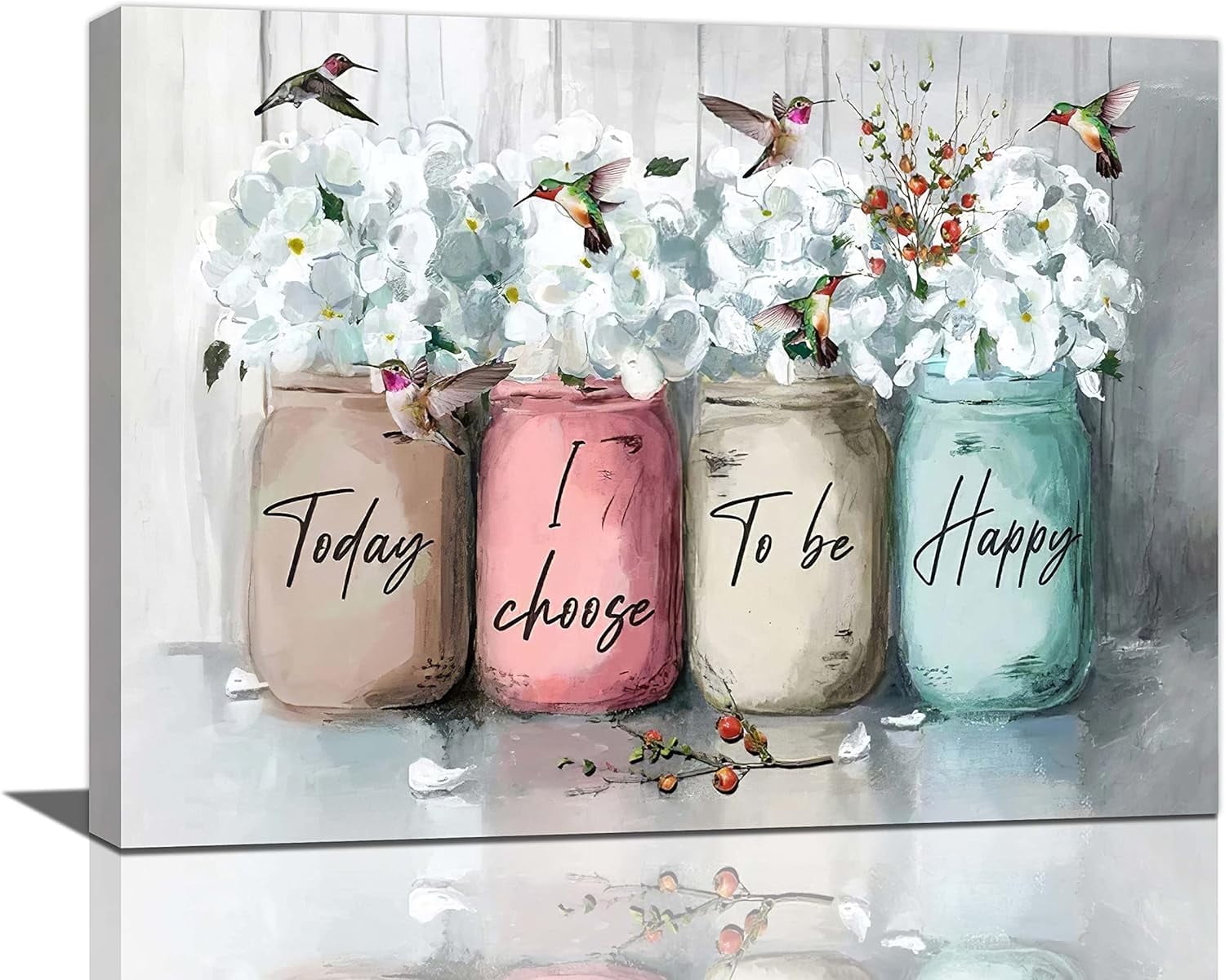 Hydrangea Bathroom Wall Art Farmhouse Flower Hummingbird Pictures ...