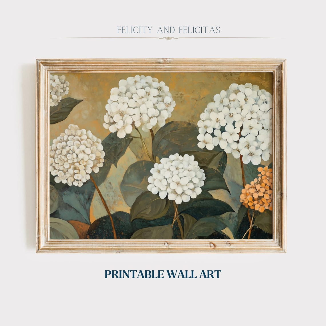 Hydrangea Botanical Print, Spring Wall Art, Hydrangea Decor, White ...