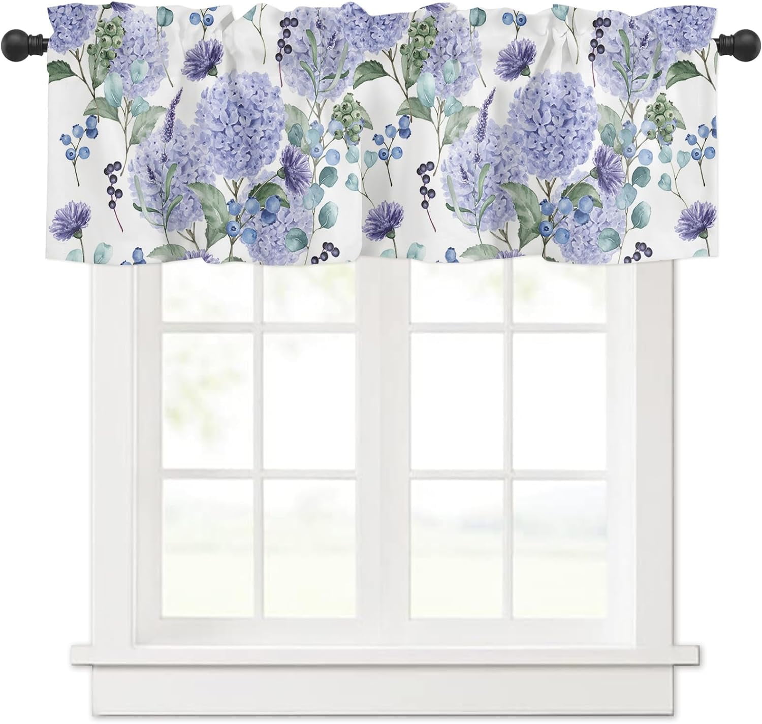 Hydrangea Curtain Valance Window Treatment Purple Hydrangea Flowers ...