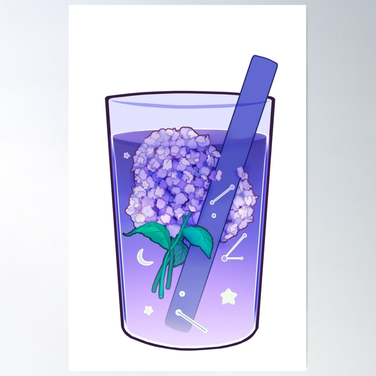 Hydrangea Drink Poster Wall Art, Modern Wall Decor For Living Room ...