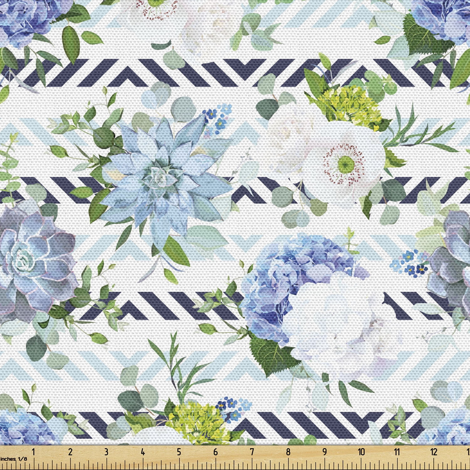 Ambesonne Hydrangea Fabric by the Yard Upholstery, Fresh Flowers on ...