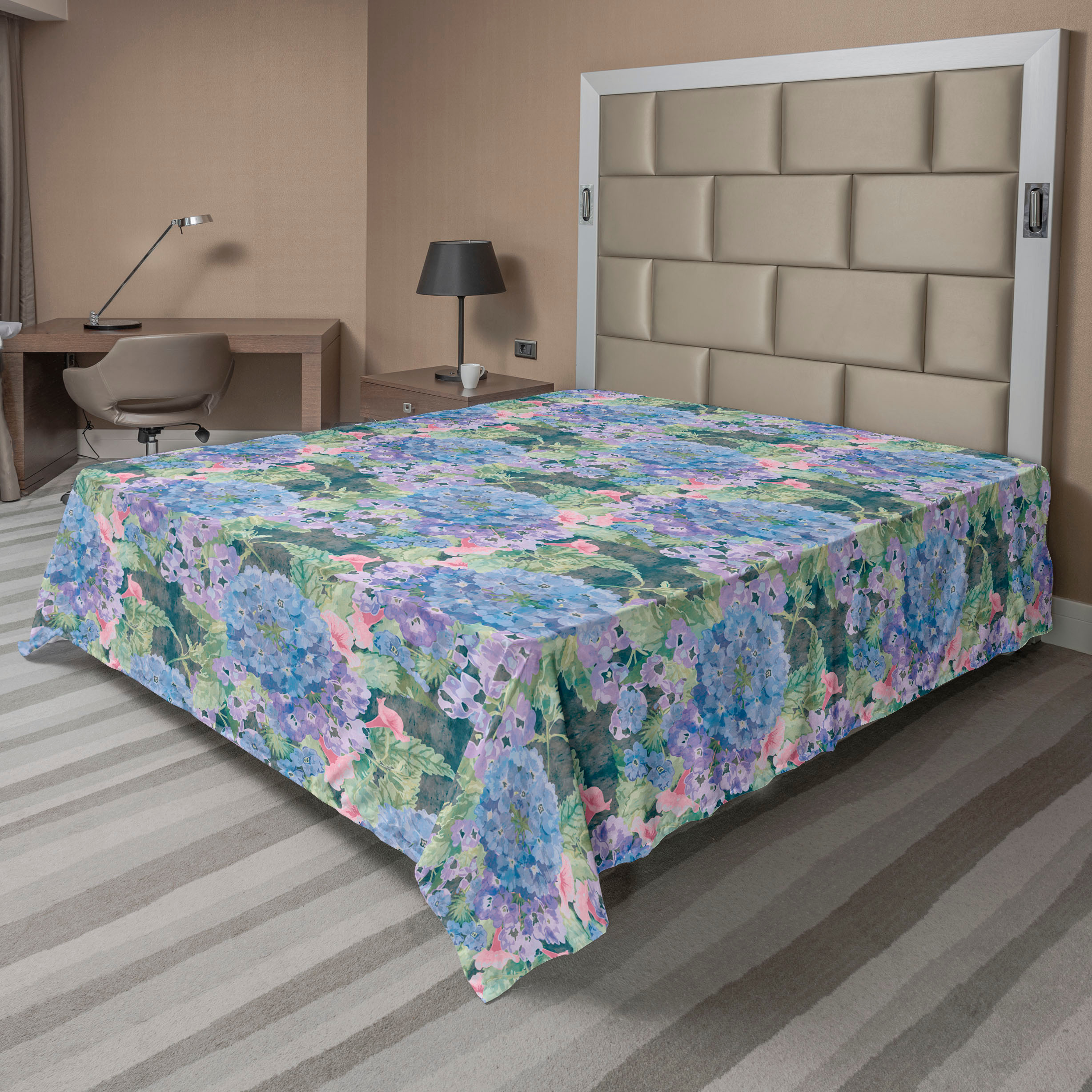 Ambesonne Hydrangea Flat Bedding Sheet Soft Top Sheet, Grunge Floral ...