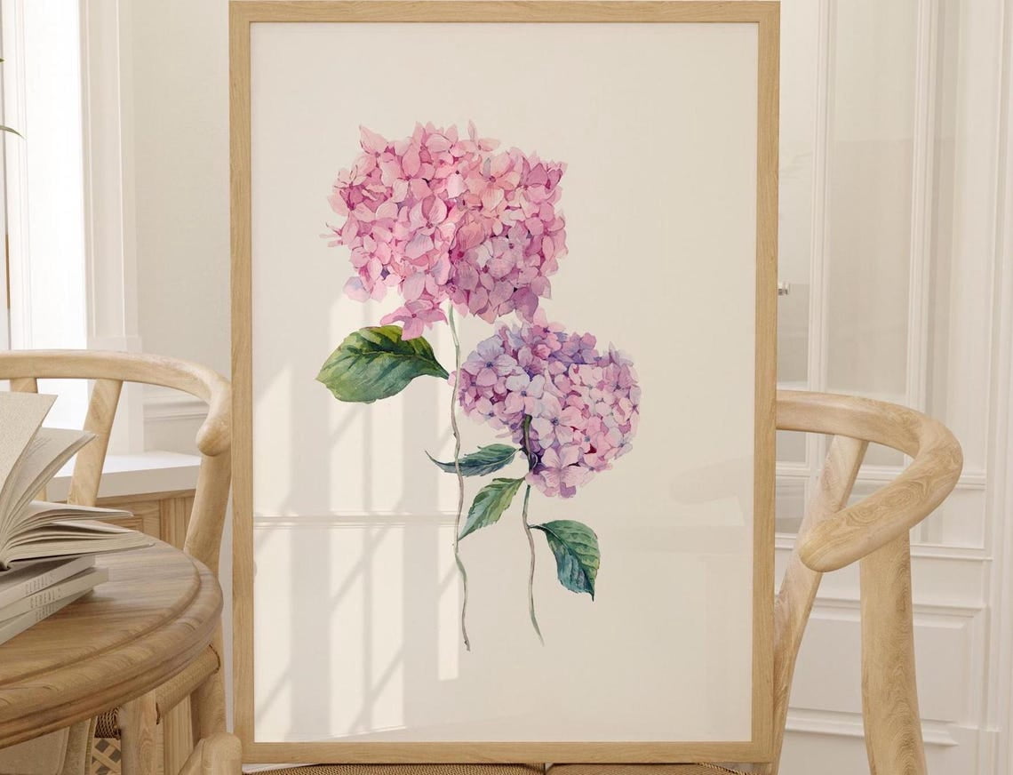 Hydrangea Floral Watercolor Print Hydrangea Wall Art Print Hydrangea ...