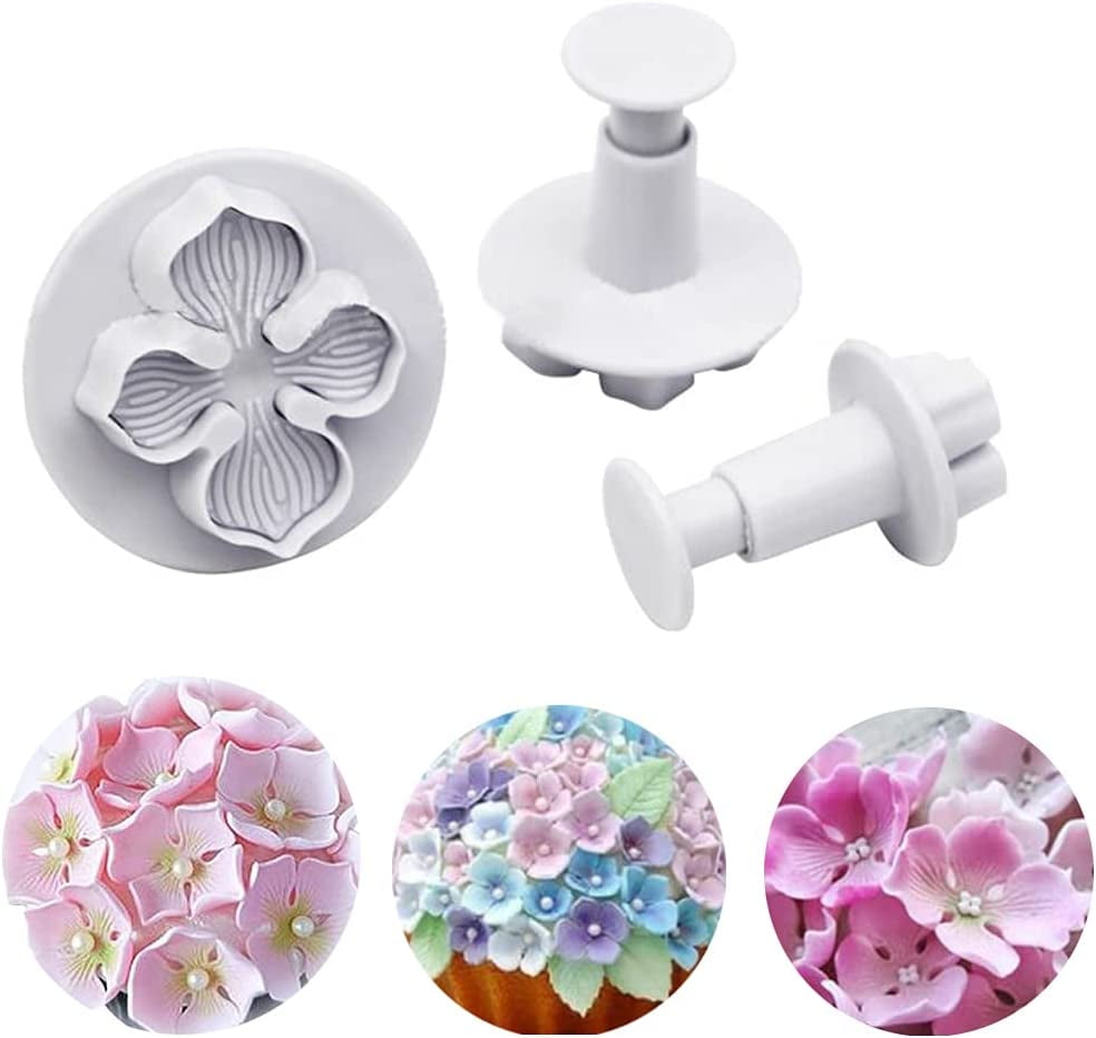 Hydrangea Flower Fondant Plunger Cutters - 3pcs Sugarcraft Cake Cookie ...