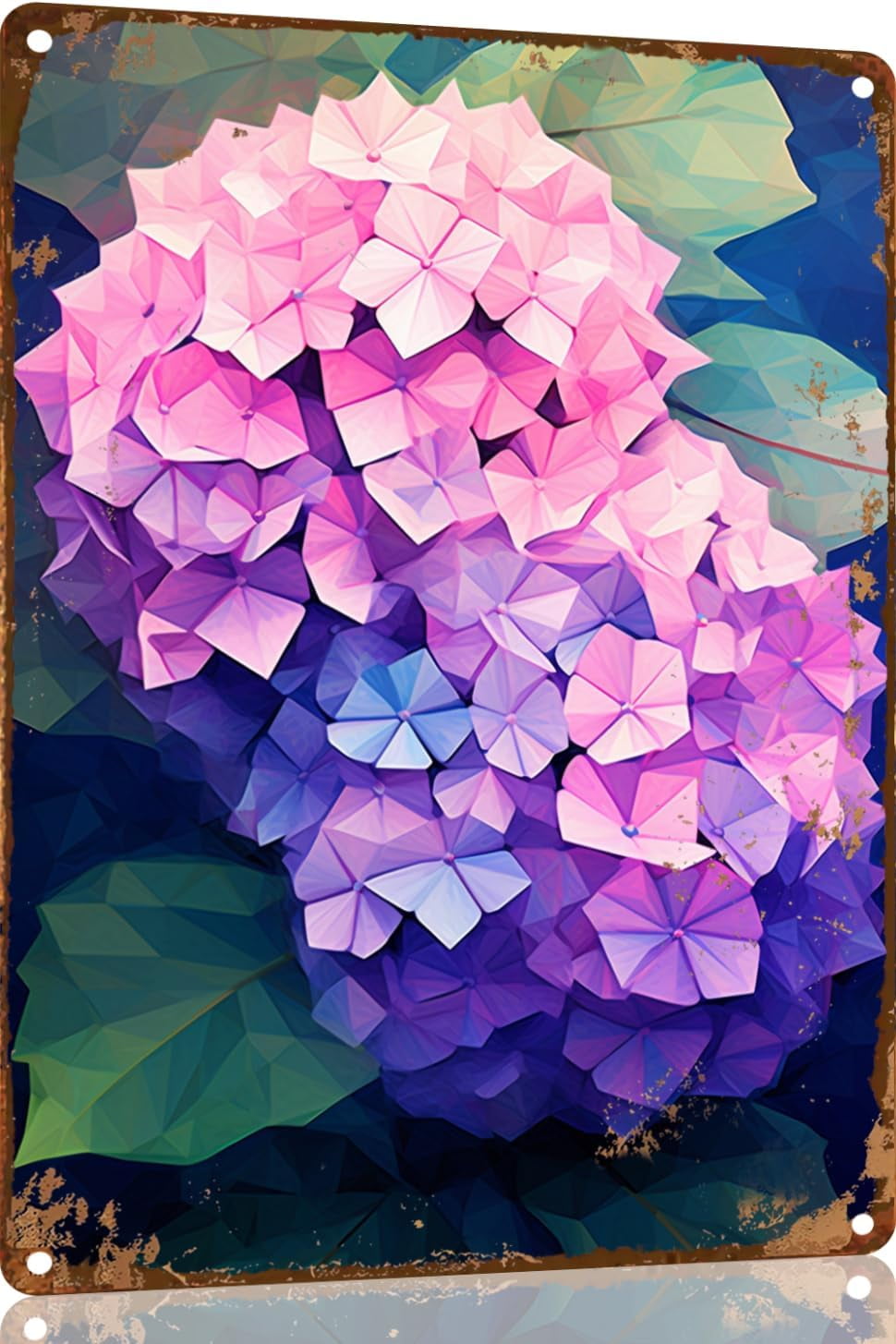 Hydrangea-Flower Metal Tin Signs Wildflower Wall Sign Wall Art Metal ...
