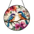 Hydrangea Flower and Kingfisher Bird Round Stained Glass Style Window ...