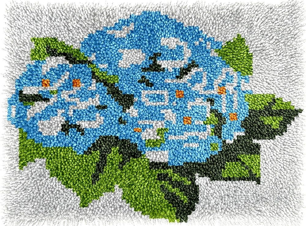 Hydrangea Flowers DIY Latch Hook Rug Kits DIY Cushion Tapestry Making ...
