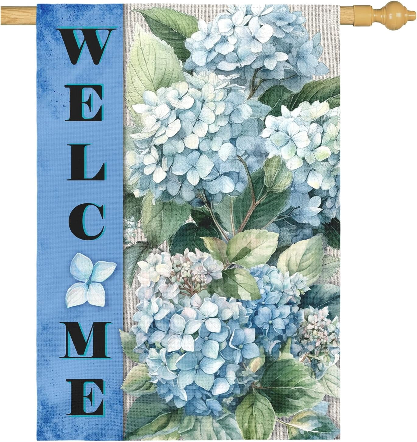 Hydrangea Garden Flags Welcome Spring Summer House Banners Blue Floral ...