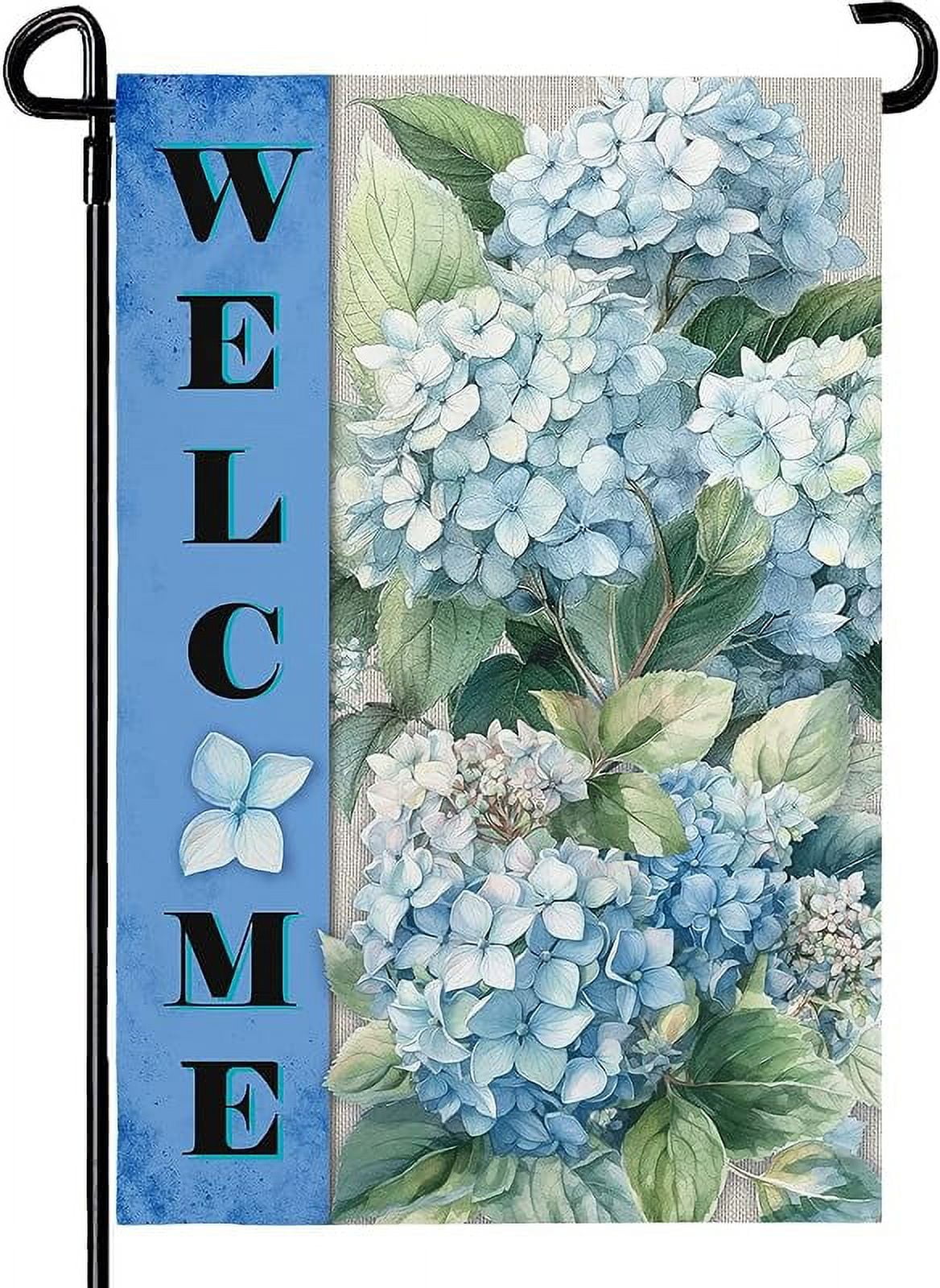 Hydrangea Garden Flags Welcome Summer Yard Flag Waterproof Blue Floral ...