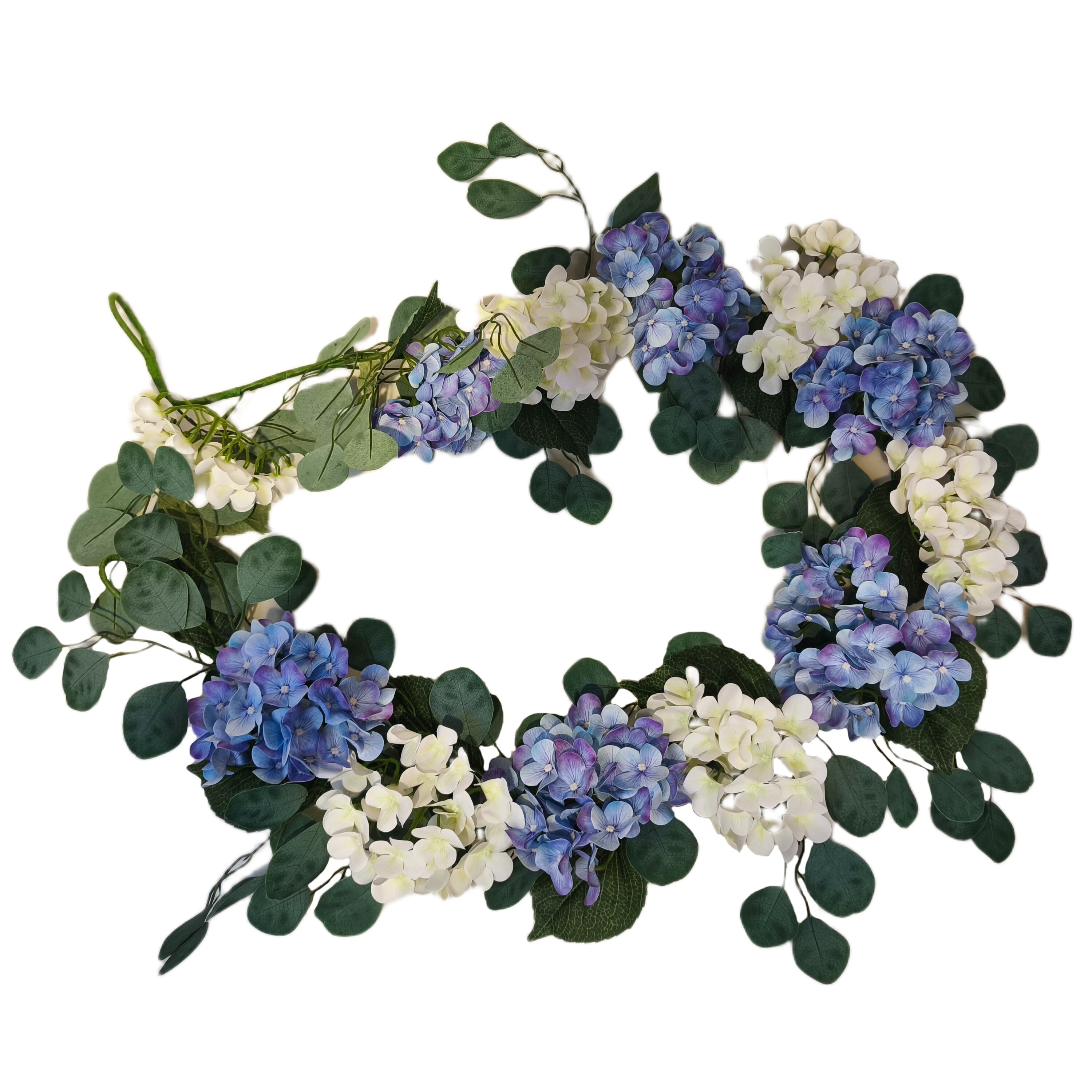 Hydrangea Garland, Blue and Cream, 6', Artificial Flower Vines Home ...