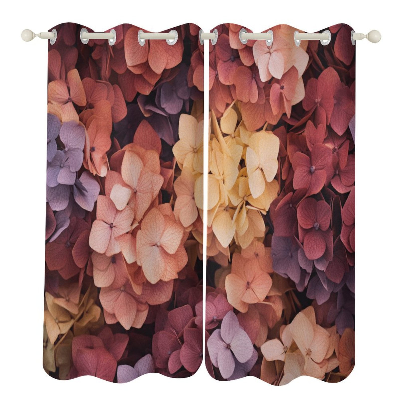 Hydrangea Macrophylla (10) 2 Panels Curtains for Bedroom Living Room ...