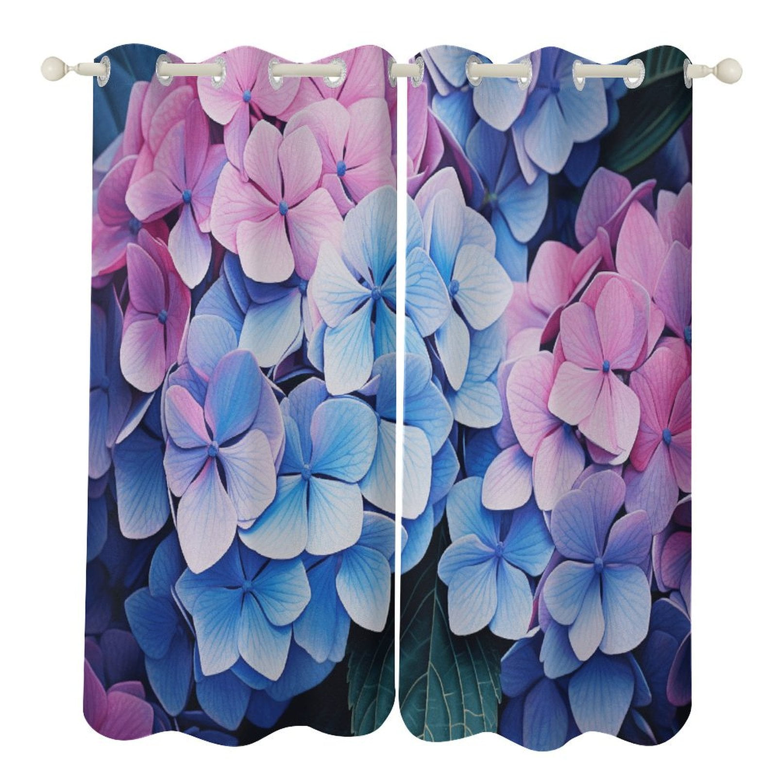 Hydrangea Macrophylla (14) 2 Panels 3D Printing Pattern Curtain for ...