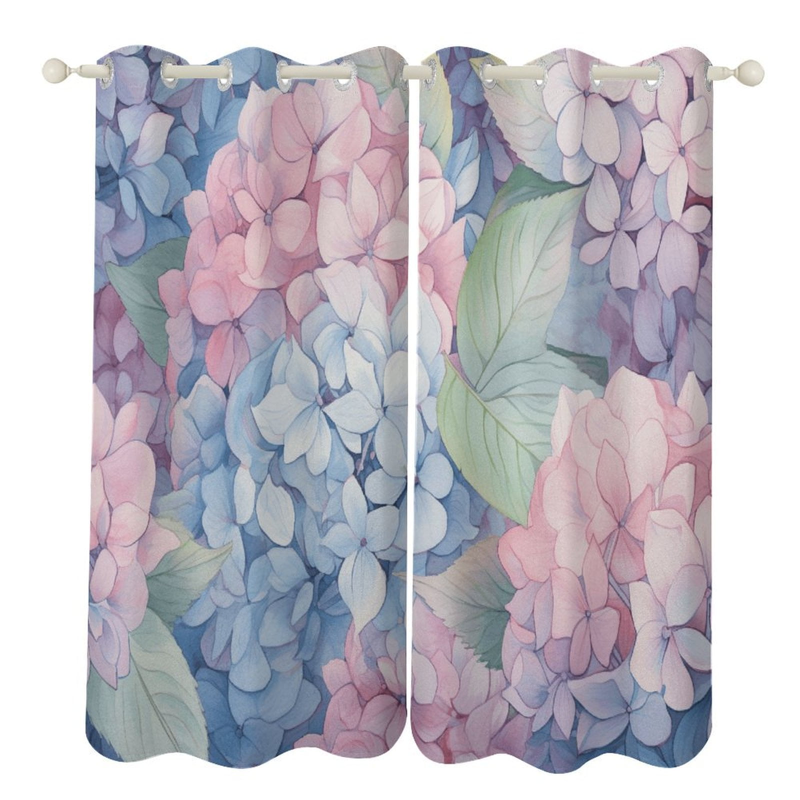 Hydrangea Macrophylla (2) 2 Panels Curtains for Bedroom Living Room ...