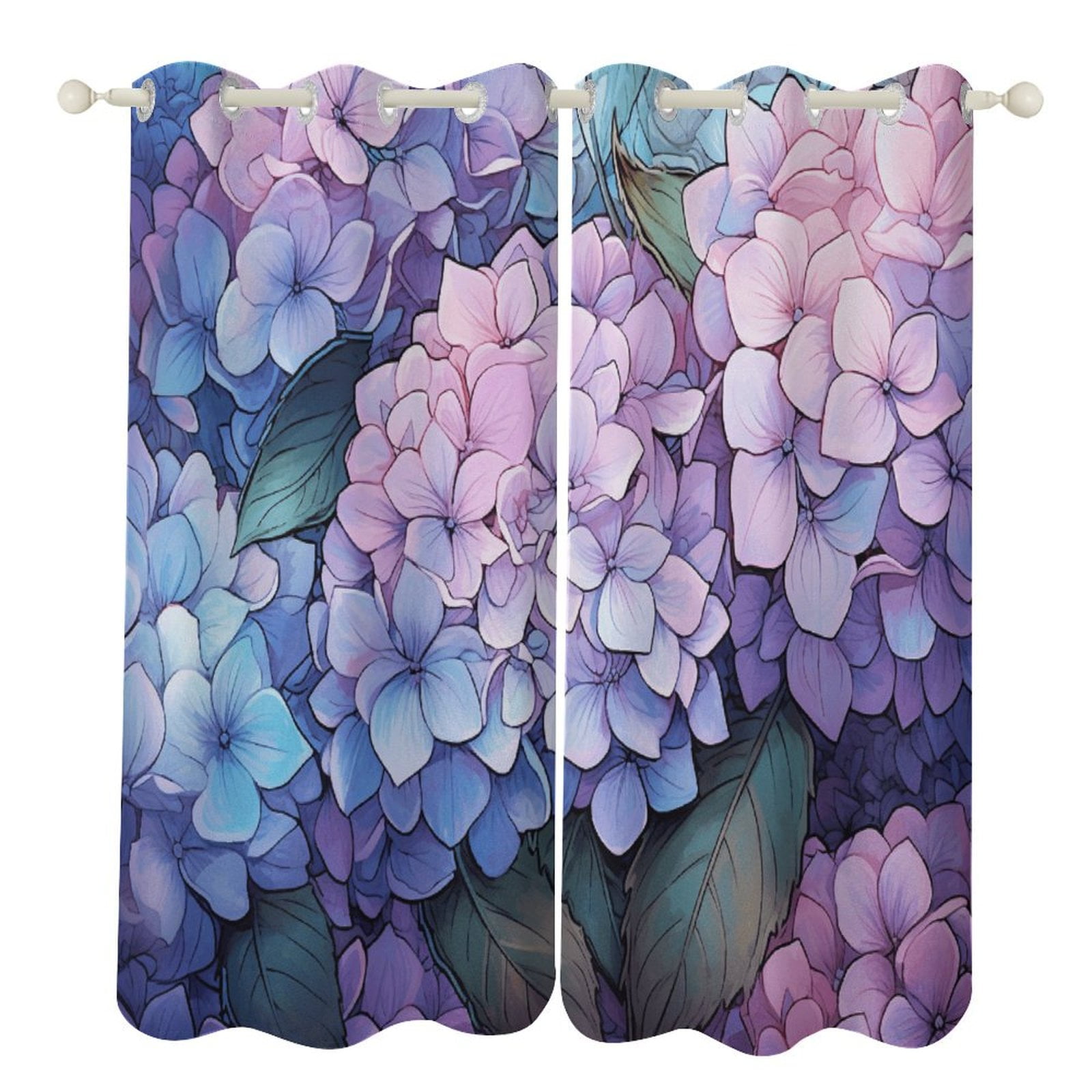 Hydrangea Macrophylla (9) Blackout Window Curtains for Bedroom Living ...