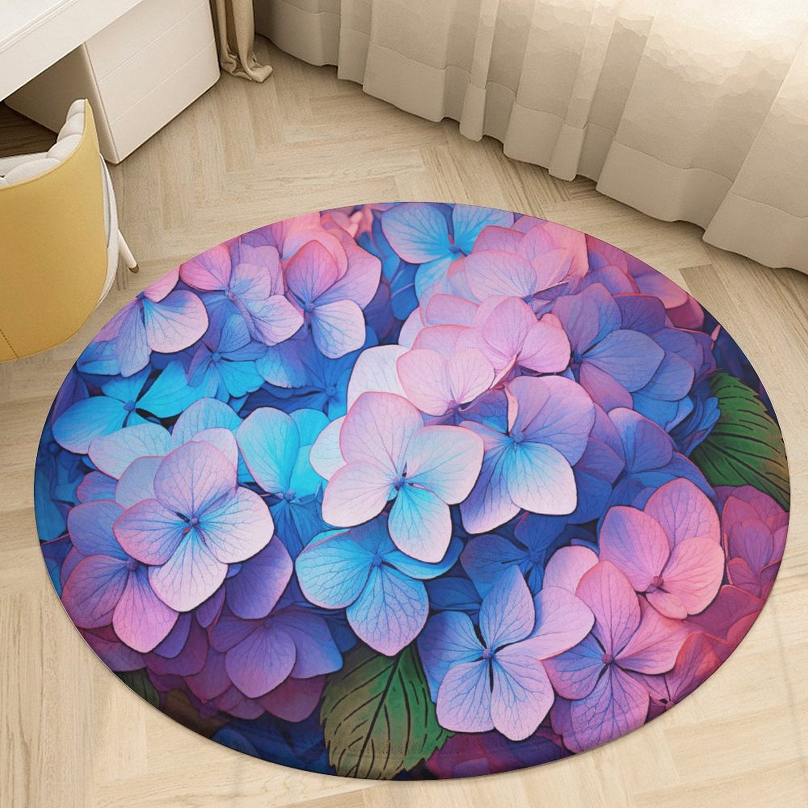 Hydrangea Macrophylla Round Area Rugs for Bedroom Living Room, 5FT Soft ...