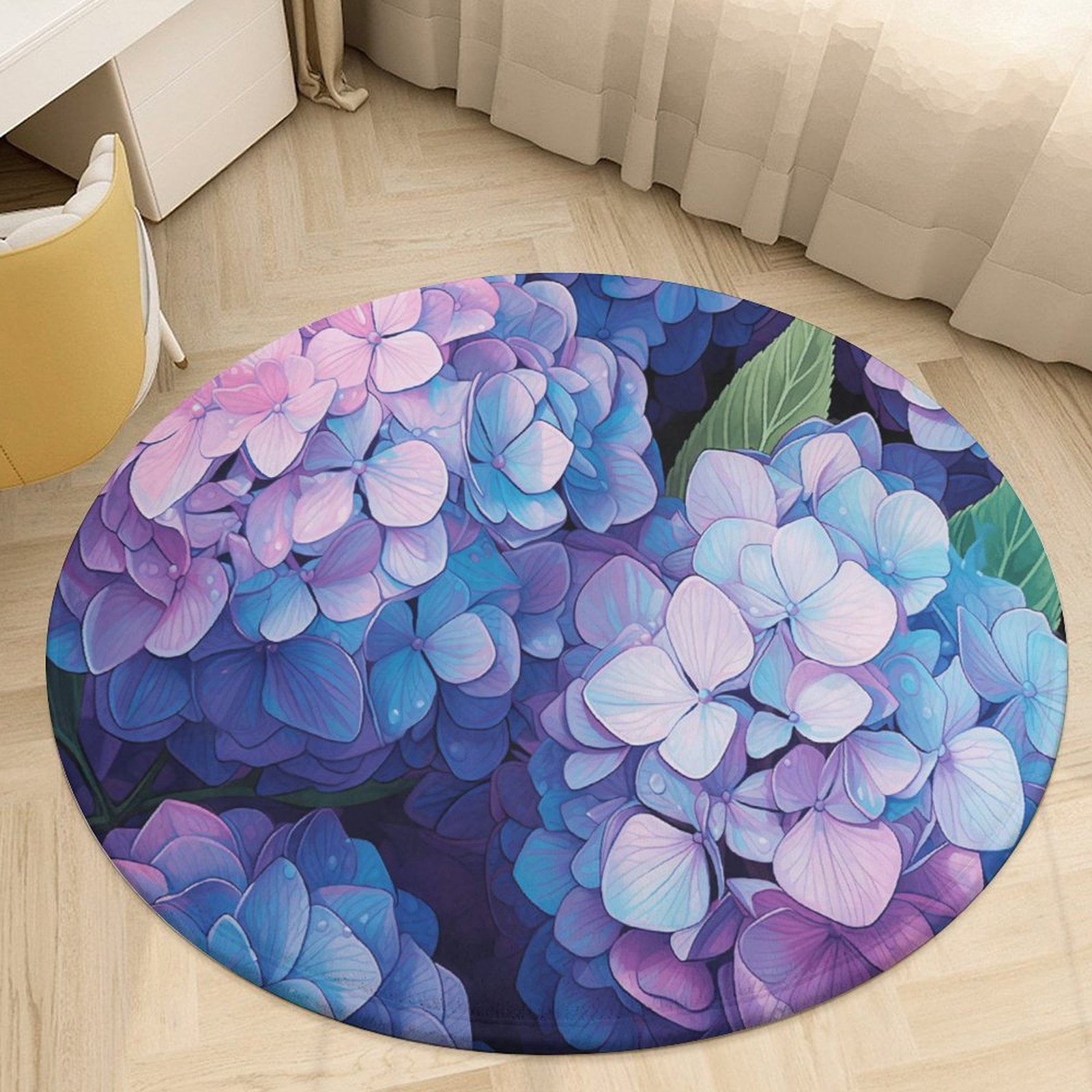 Hydrangea Macrophylla Round Area Rugs for Bedroom Living Room, 5FT Soft ...