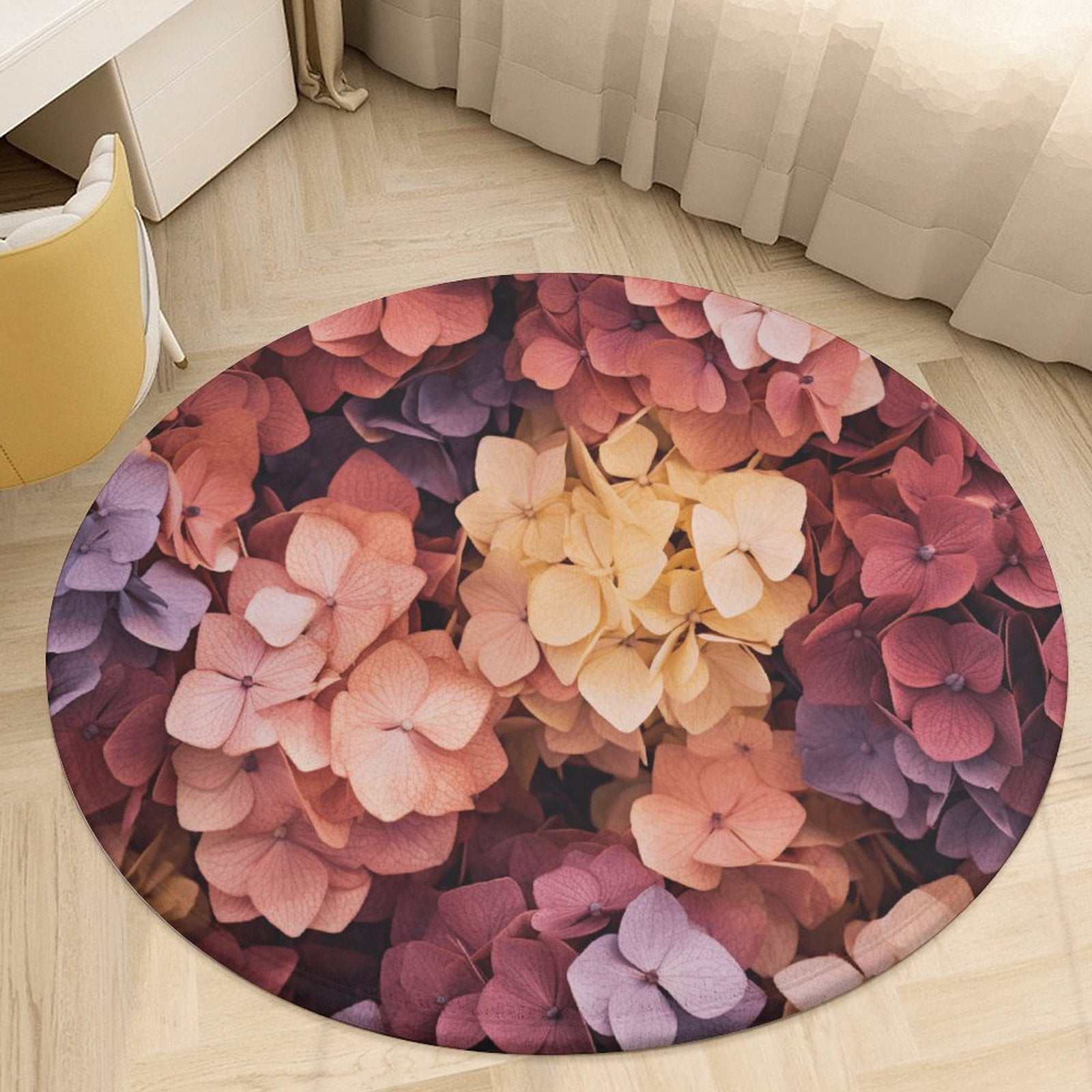 Hydrangea Macrophylla Round Area Rugs for Bedroom Living Room, 6FT Soft ...