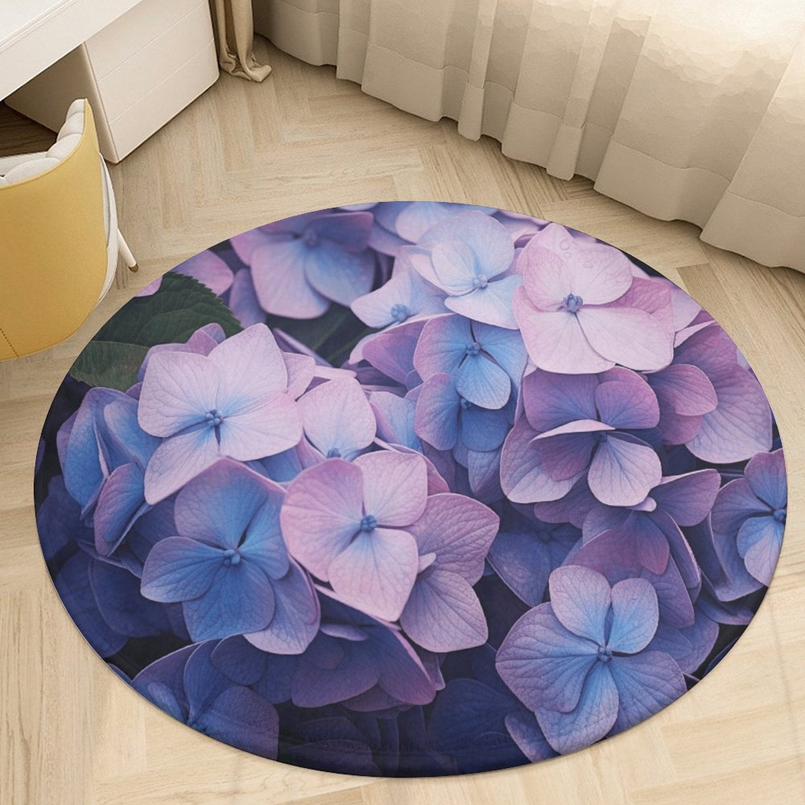 Hydrangea Macrophylla Round Area Rugs for Bedroom Living Room, 6FT Soft ...