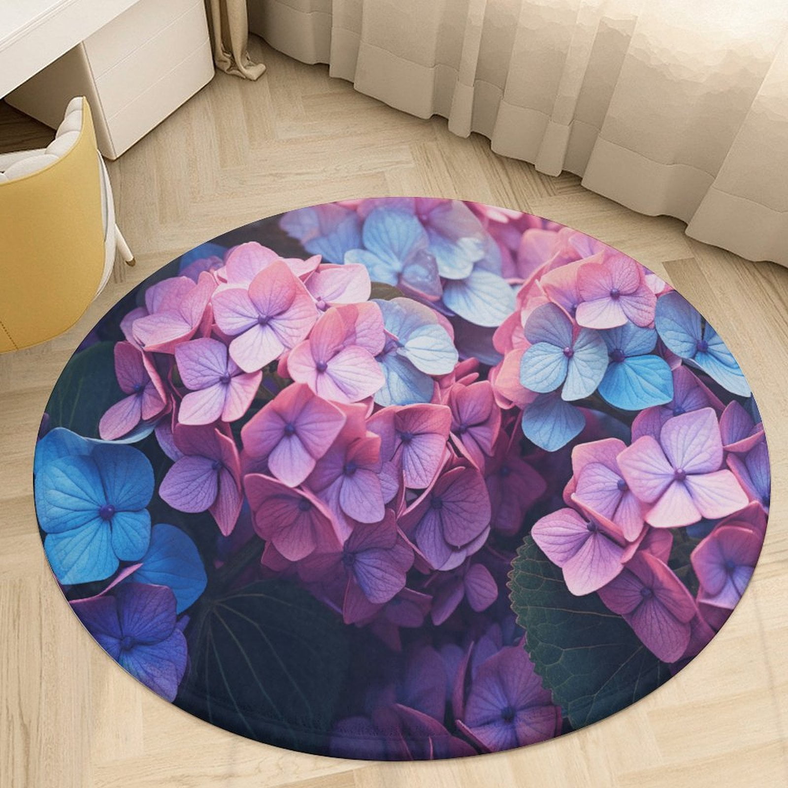 Hydrangea Macrophylla Round Area Rugs for Bedroom Living Room, 6FT Soft ...