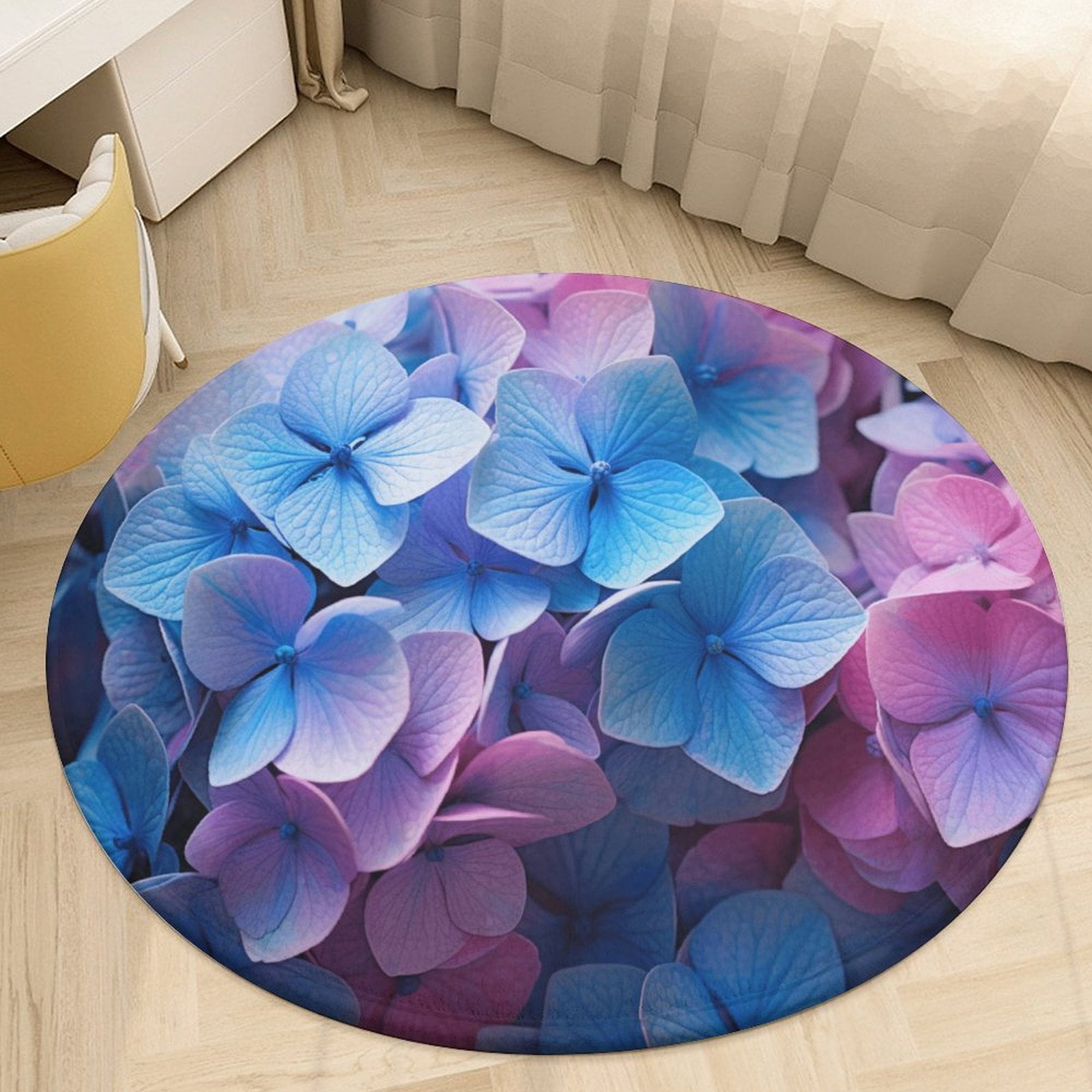 Hydrangea Macrophylla Round Area Rugs for Bedroom Living Room, 6FT Soft ...