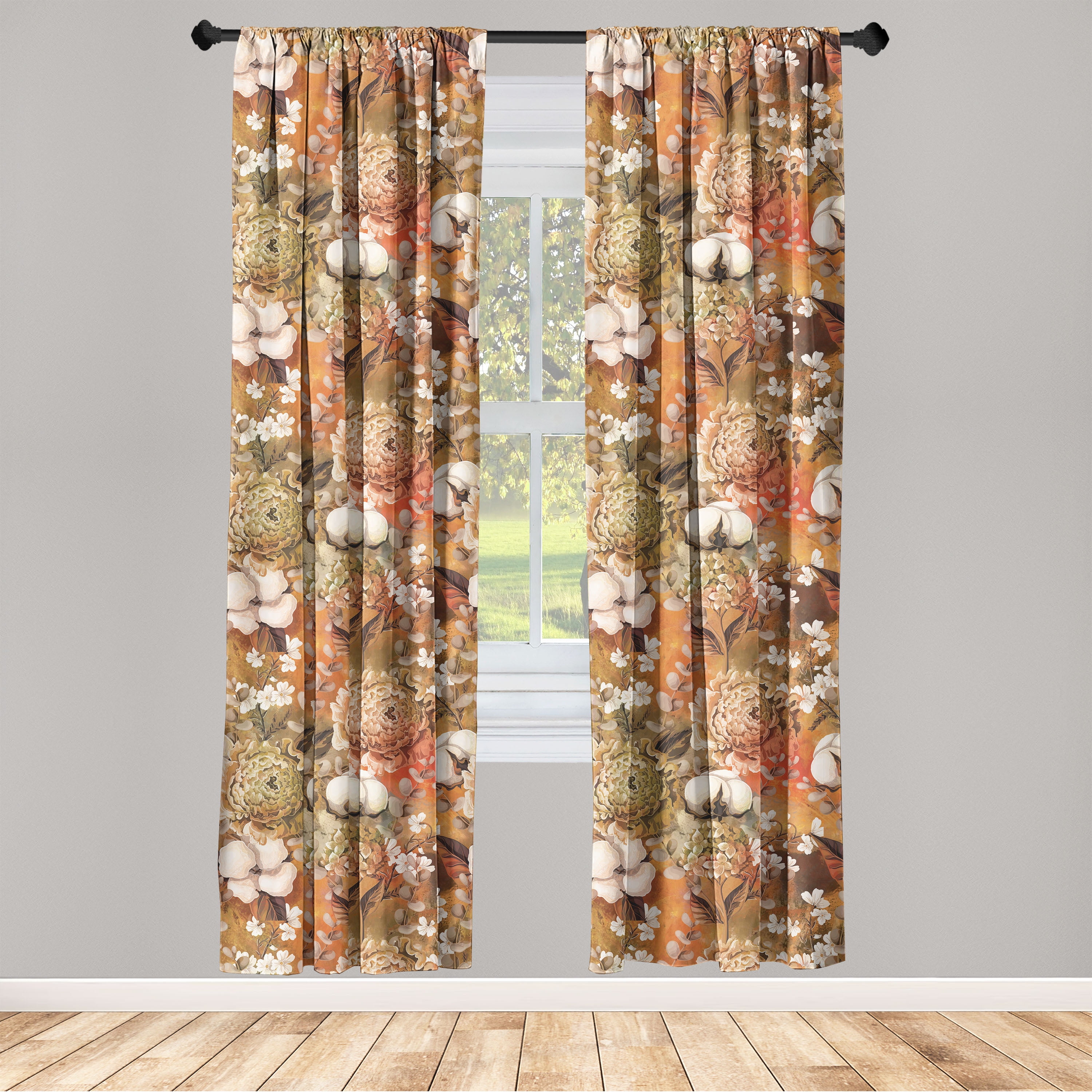 Hydrangea Pattern Window Curtains, Bohemian Vibes Floral Design Bold ...