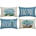 Hydrangea Pillow Covers 12x20 Set of 4 Summer Throw Pillow Covers Blue ...