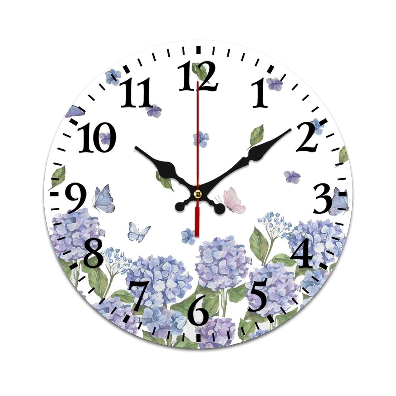 Hydrangea Purple Floral Wall Clock Modern Design Clocks Wall Hanging ...