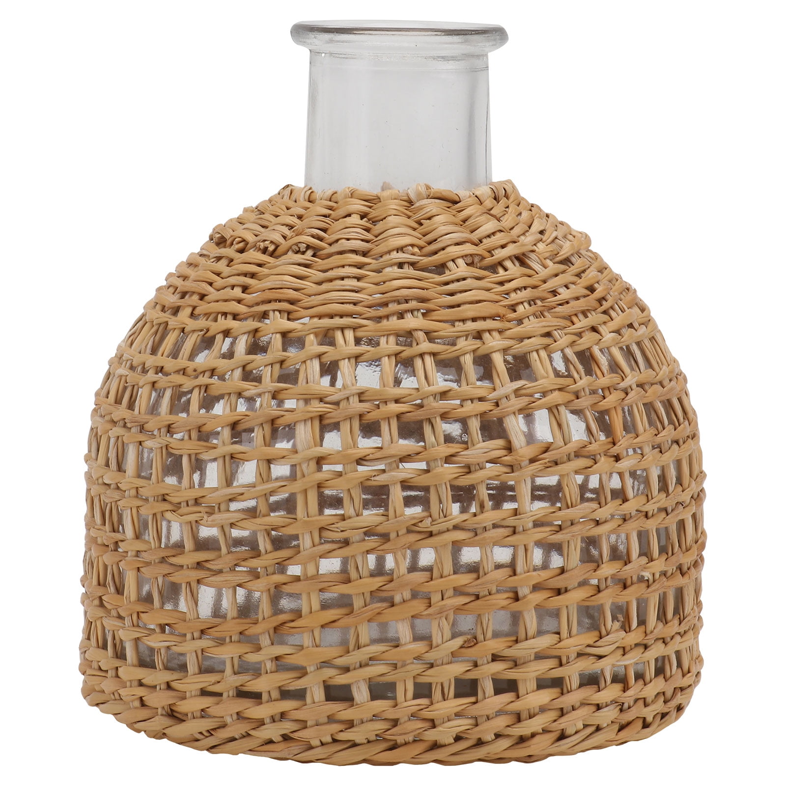 Hydrangea Retro Flower Vase Straw Glass Arrangement Container - Walmart.com