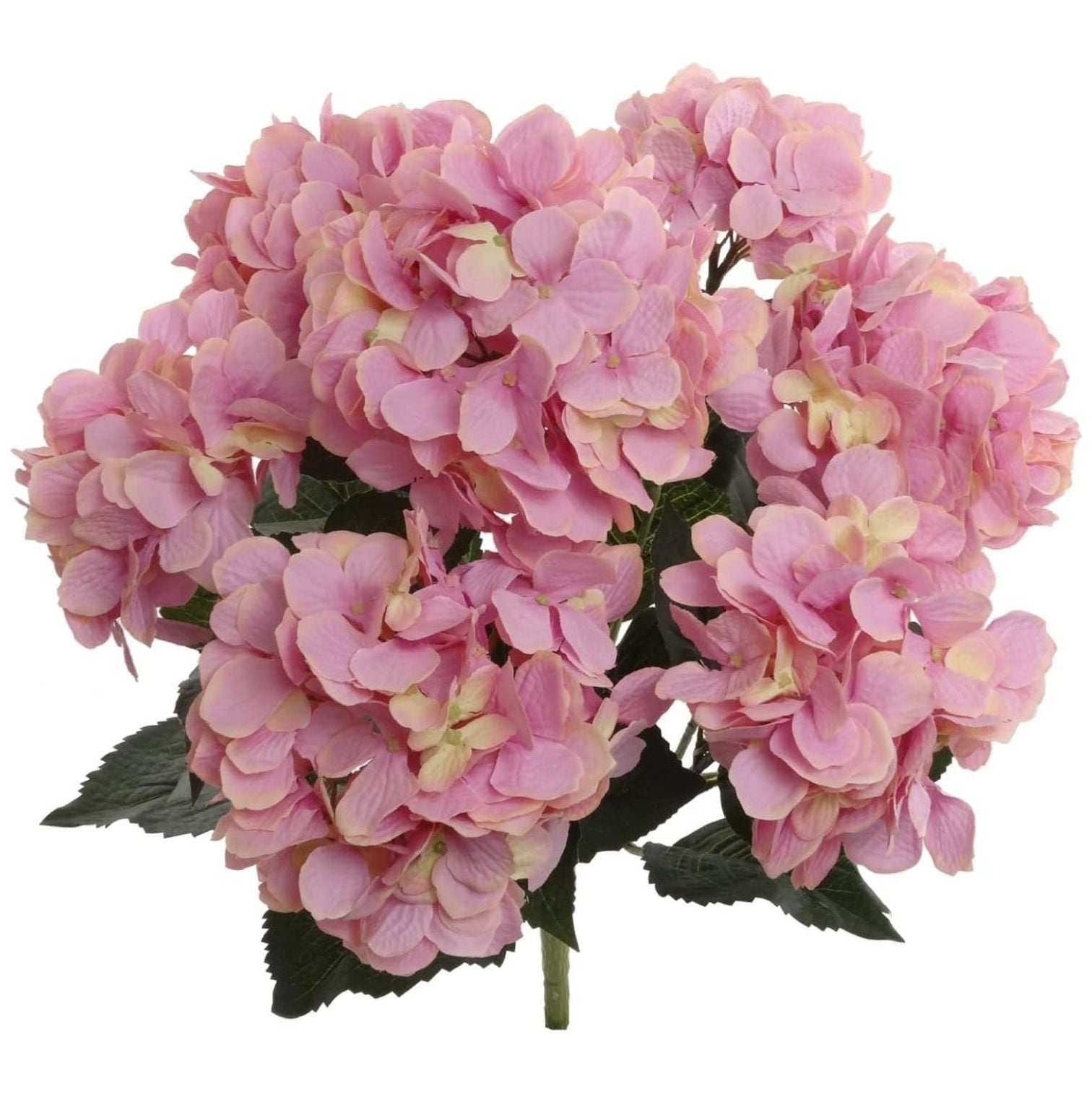 Hydrangea Silk Flowers - 2 Pack Pink Artificial Hydrangea Bushes for ...