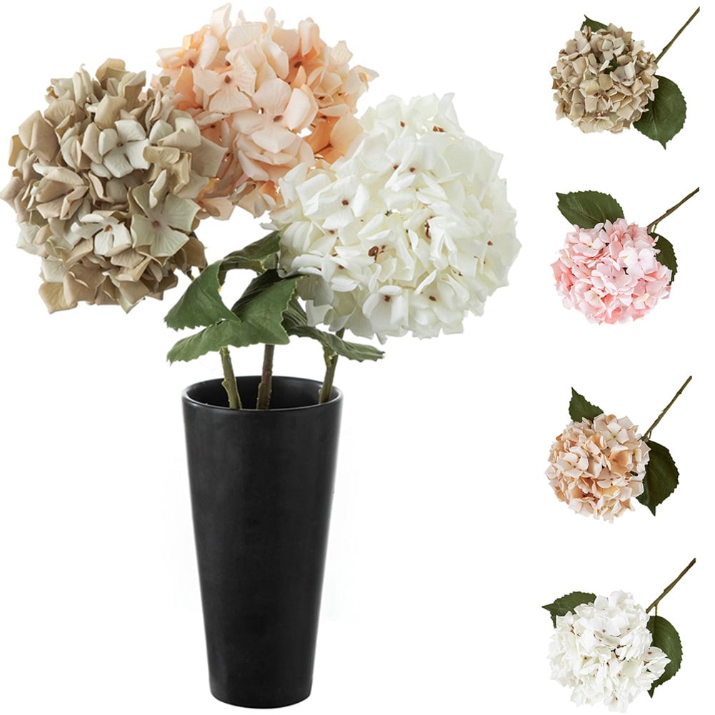 Hydrangea Silk Flowers Large Artificial Flowers with Stem DIY Bridal ...