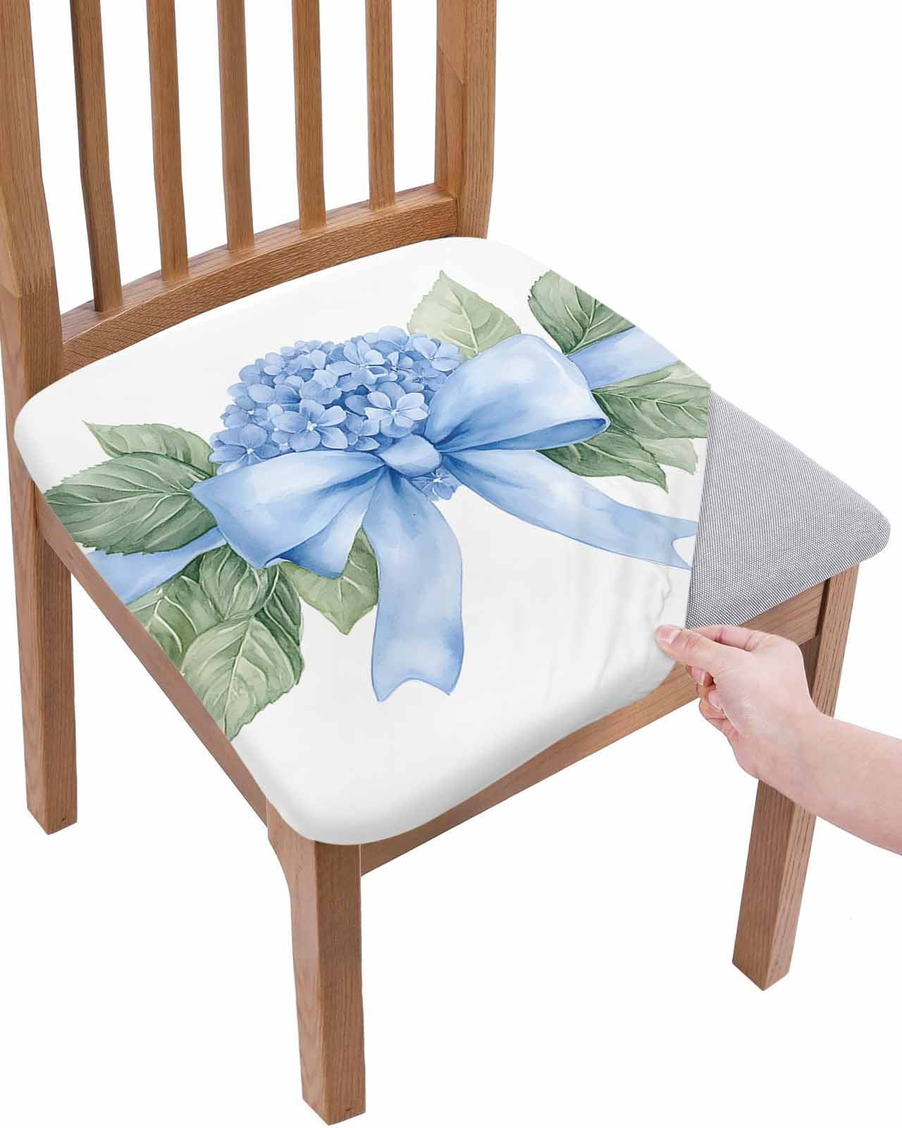 Hydrangea Spring Chair Seat Covers for Dining Room Stretch Chair Seat ...