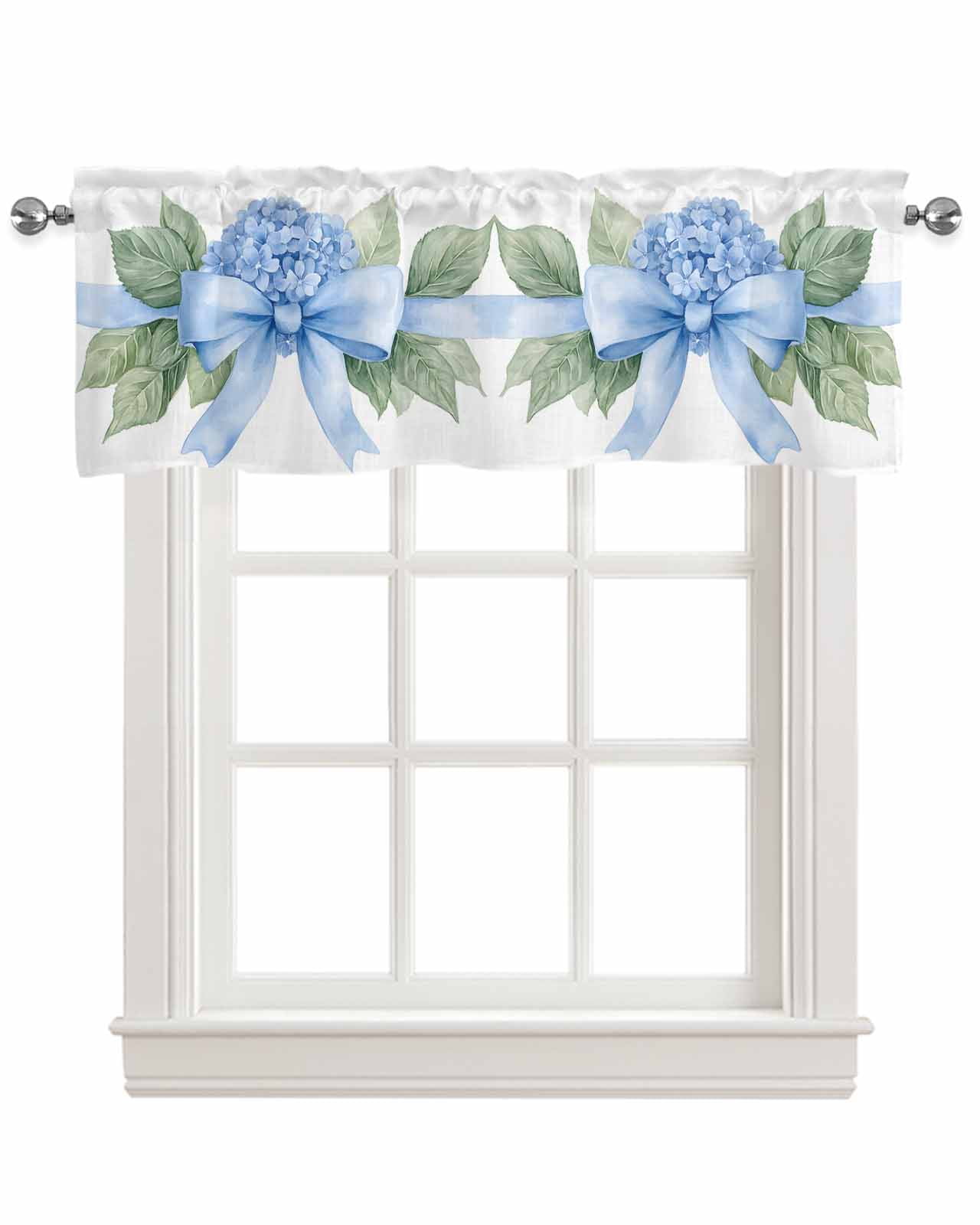 Hydrangea Spring Kitchen Valances for Windows Farmhouse Linen Window ...
