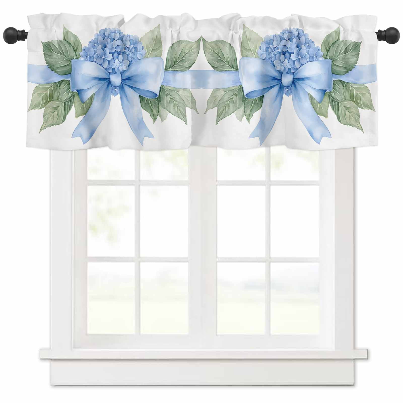 Hydrangea Spring Valances for Windows Farmhouse Kitchen Curtains ...