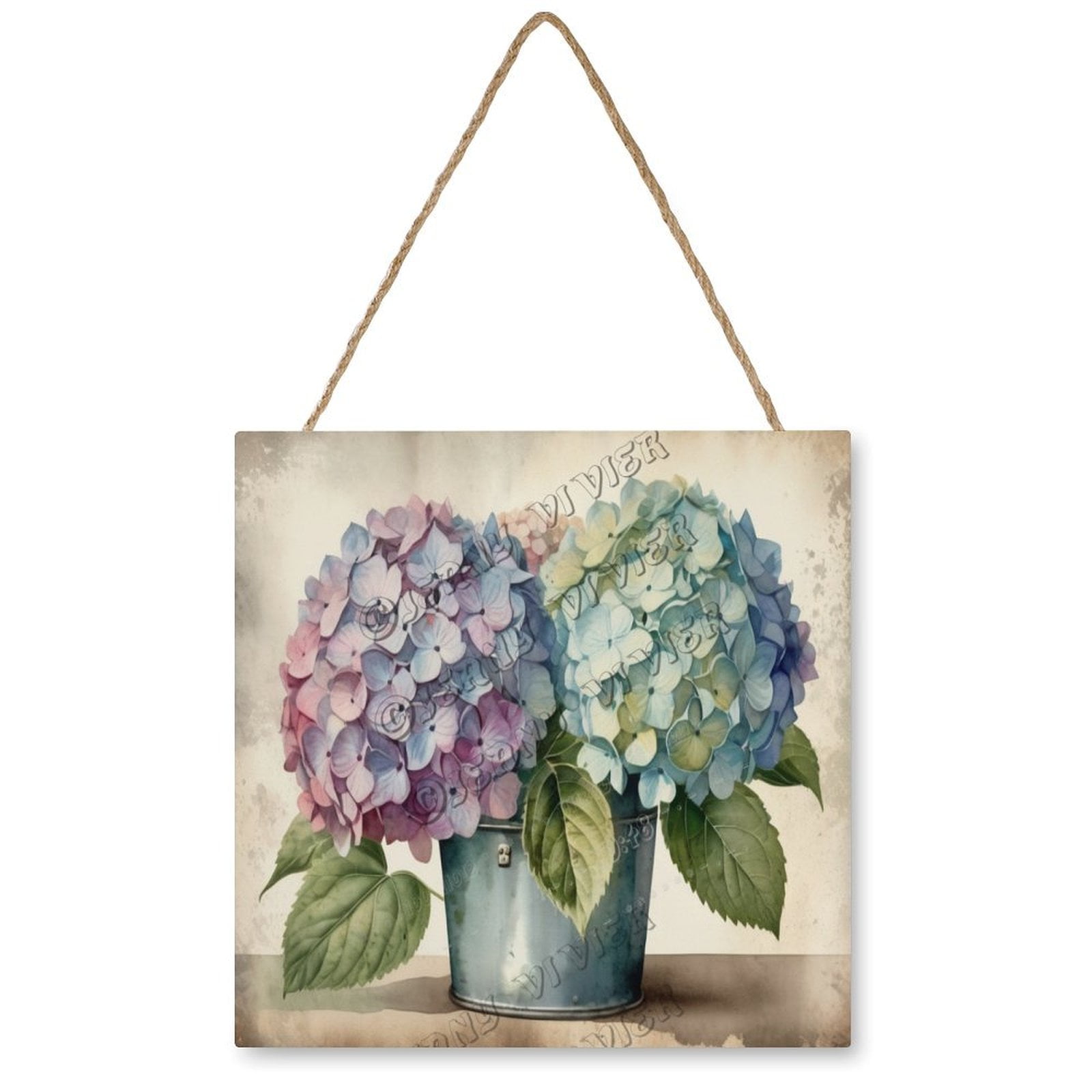 Hydrangea Welcome Decor Sign, Hanging Wood Sign Home Decorative ...