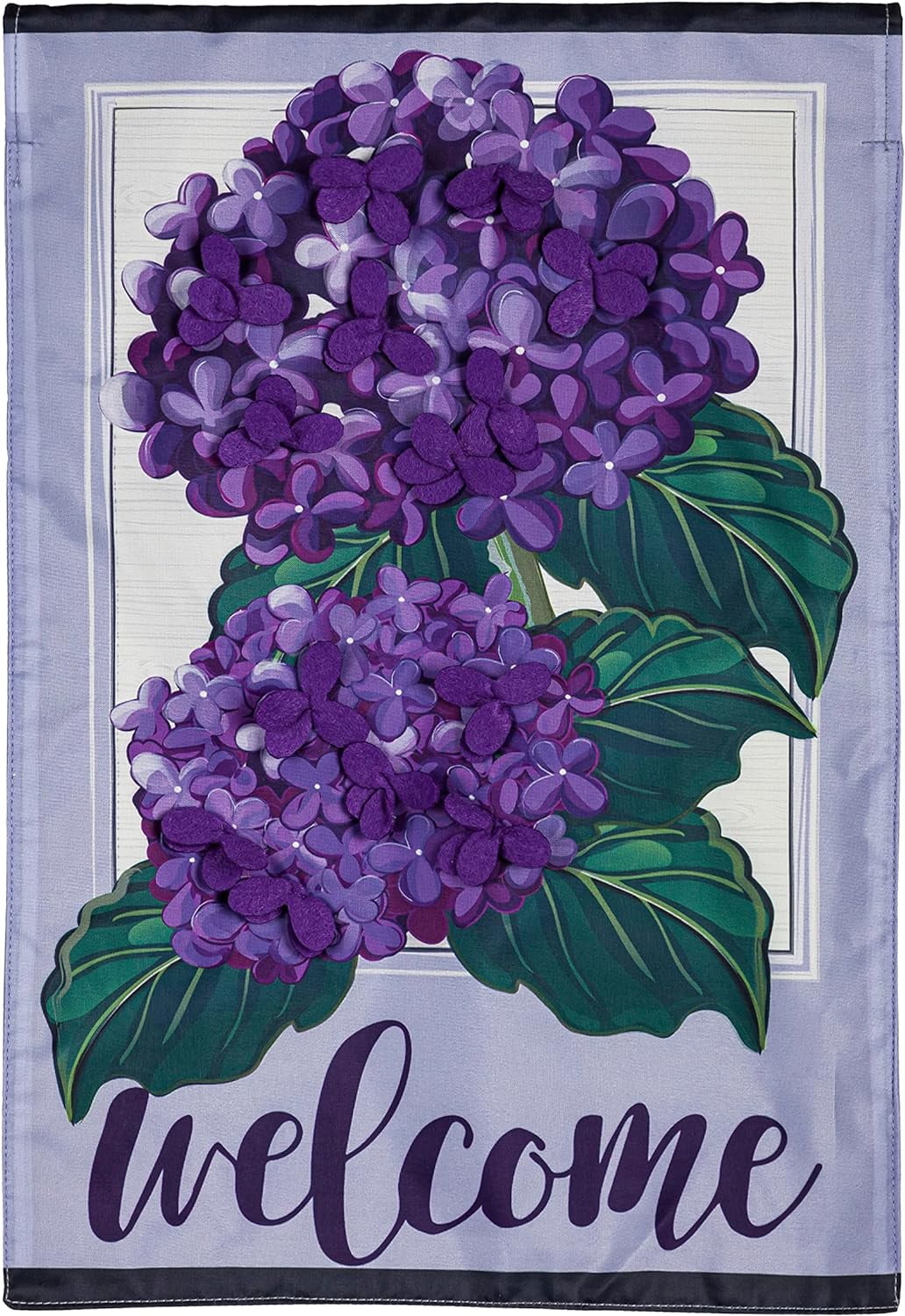 Hydrangea Welcome Garden Applique Flag | Spring Garden Flag Double ...