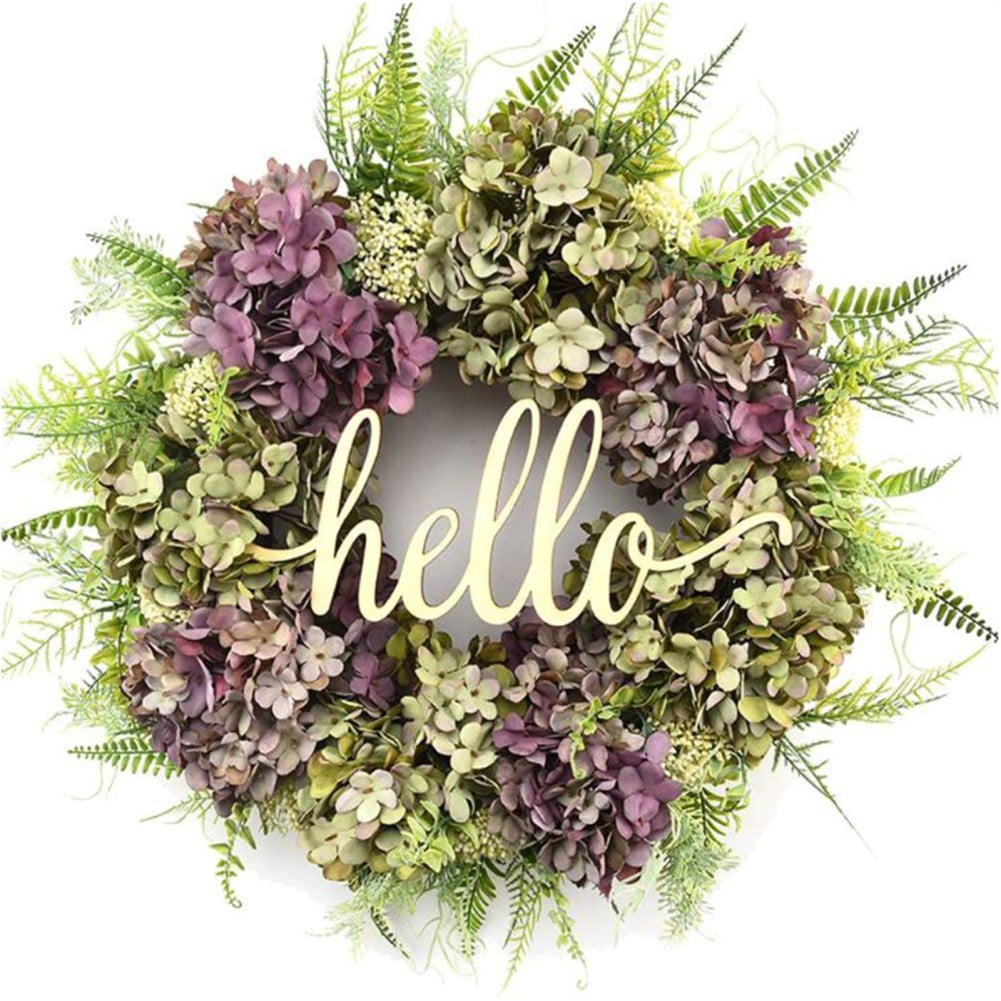 Hydrangea Wreaths Front Door Outside - 18 Inch Spring Summer Wreath ...