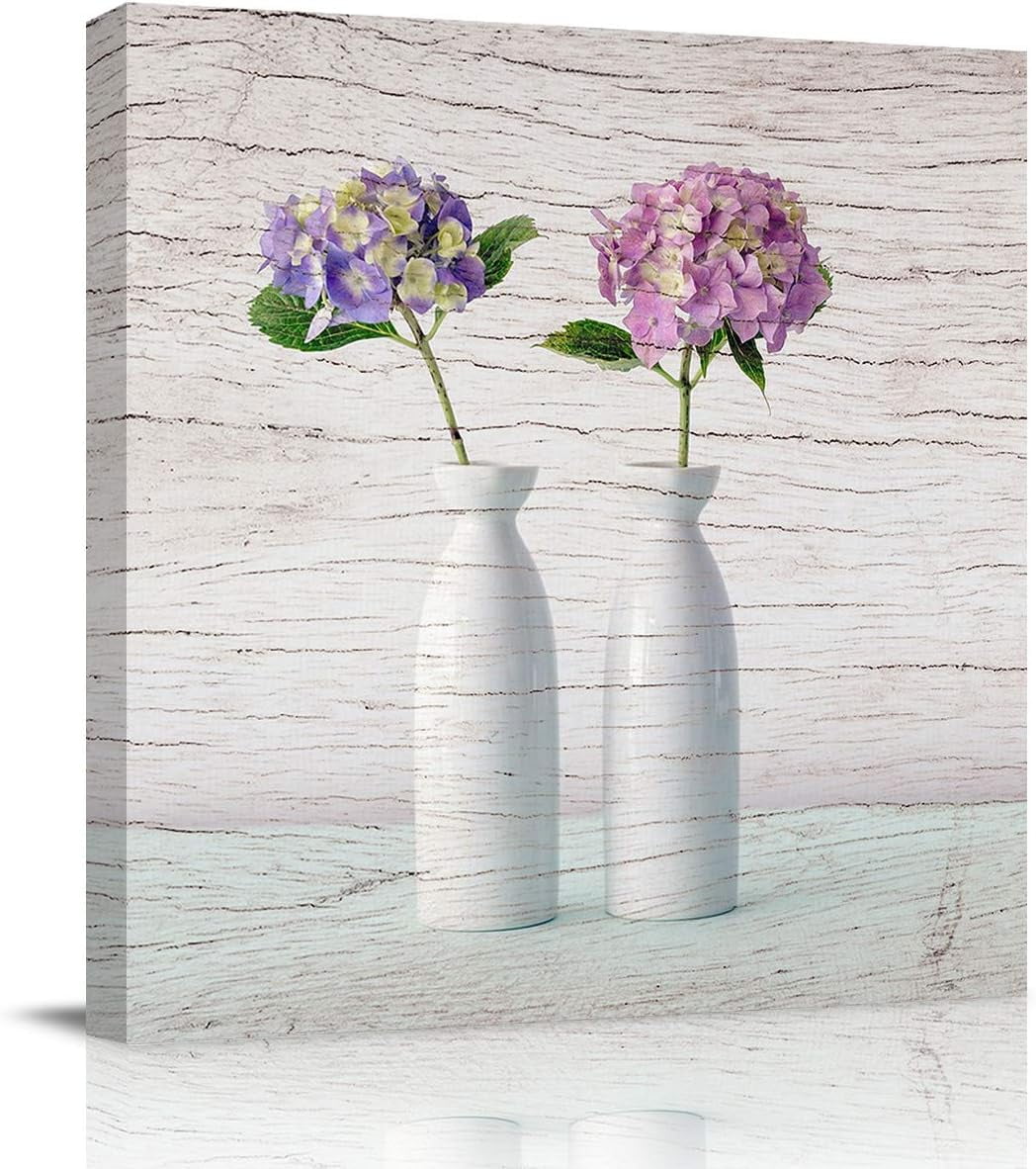 Hydrangeas in Ceramic Vase Square Wall Art Paintings Canvas Spring ...