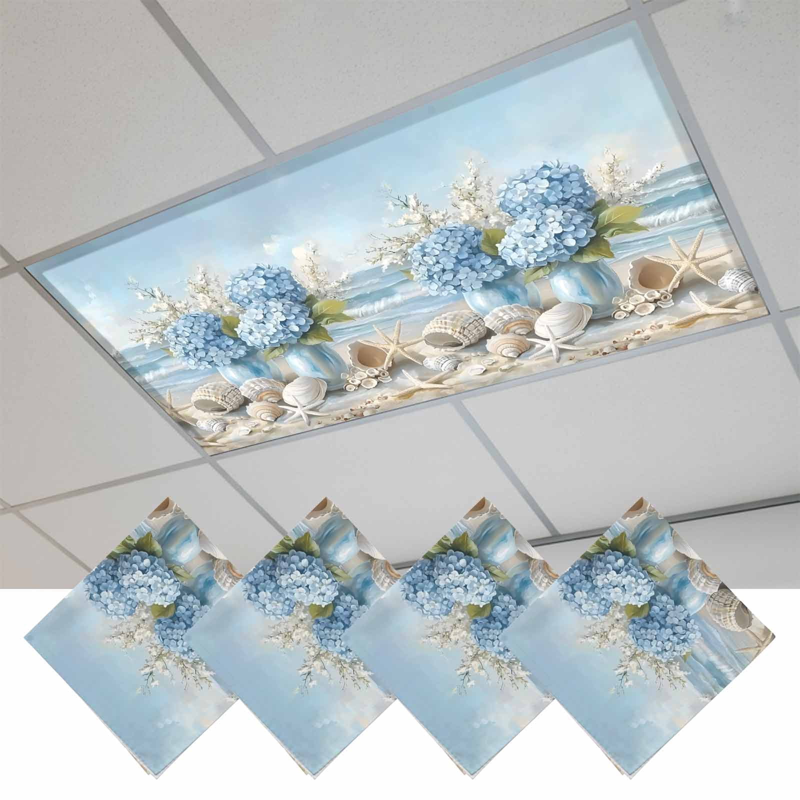 Hydrangeas Flowers Magnetic Fluorescent Light Covers for Ceiling Lights ...