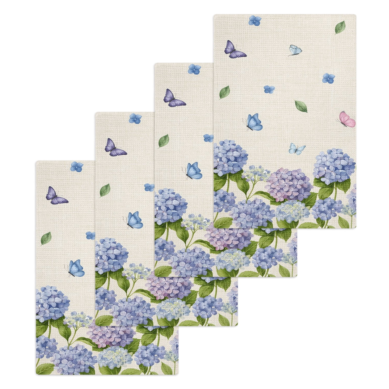 Hydrangeas Kitchen Dish Towels for Drying Dishes Set of 4, Purple ...