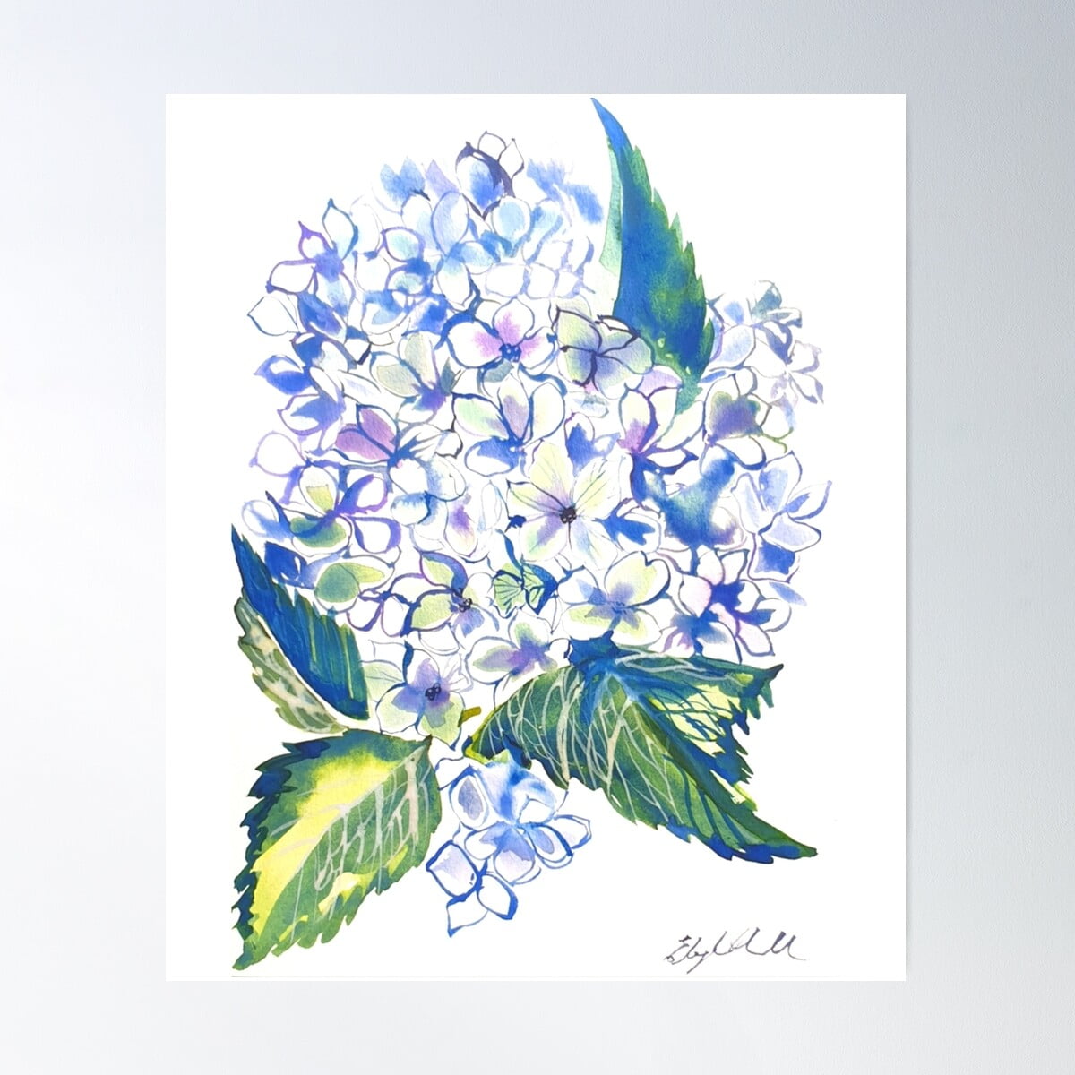 Hydrangeas Poster Wall Art, Modern Wall Decor For Living Room Bedroom ...