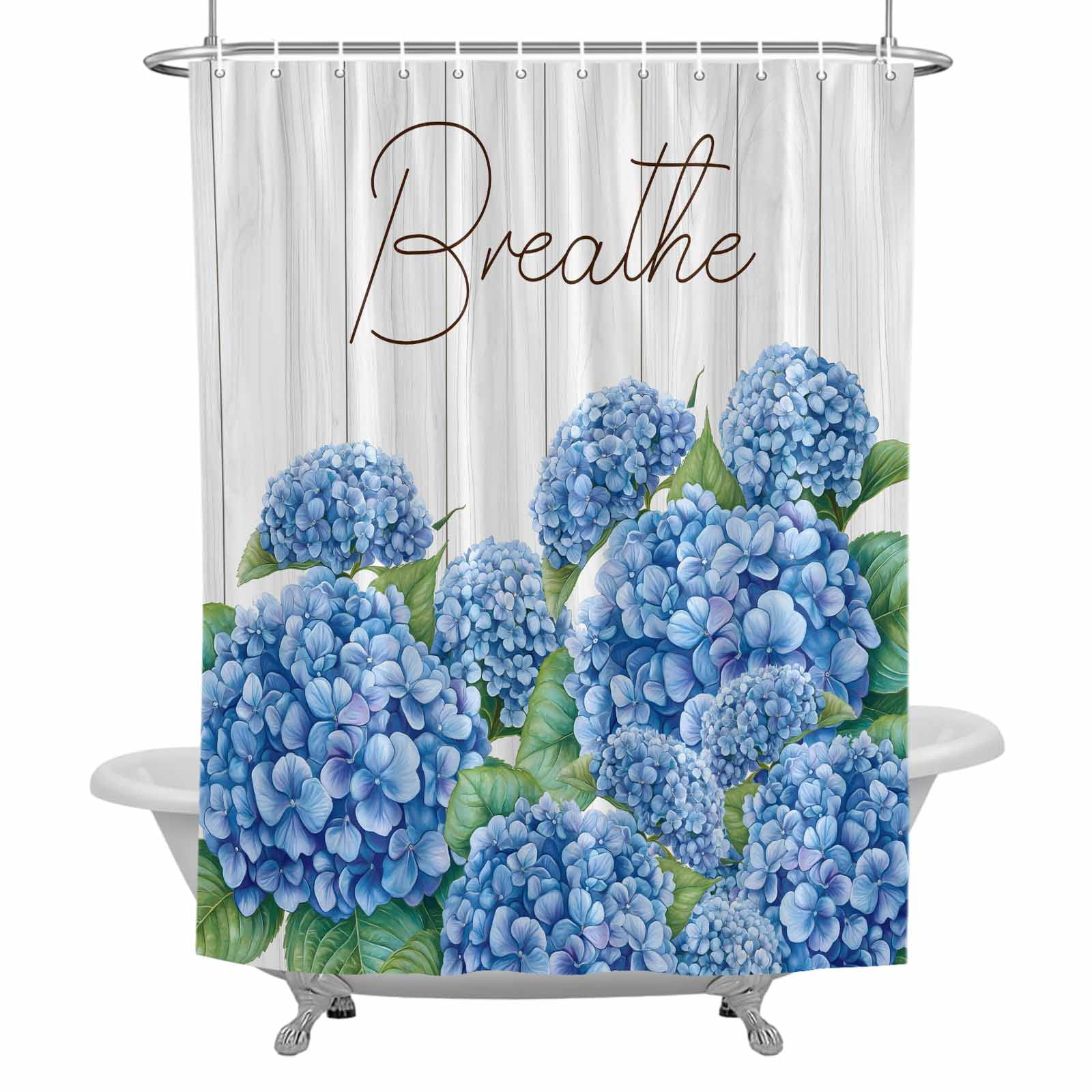 Hydrangeas Shower Curtain for Bathroom, Breathe Watercolor Flowers ...