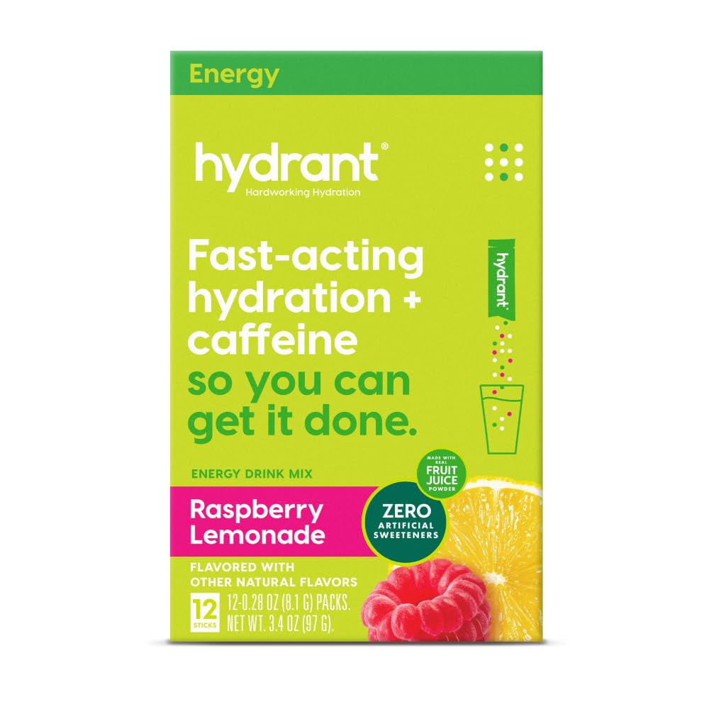 Hydrant - Energy Electrolyte Powder, Raspberry Lemonade Flavor, 12 ...