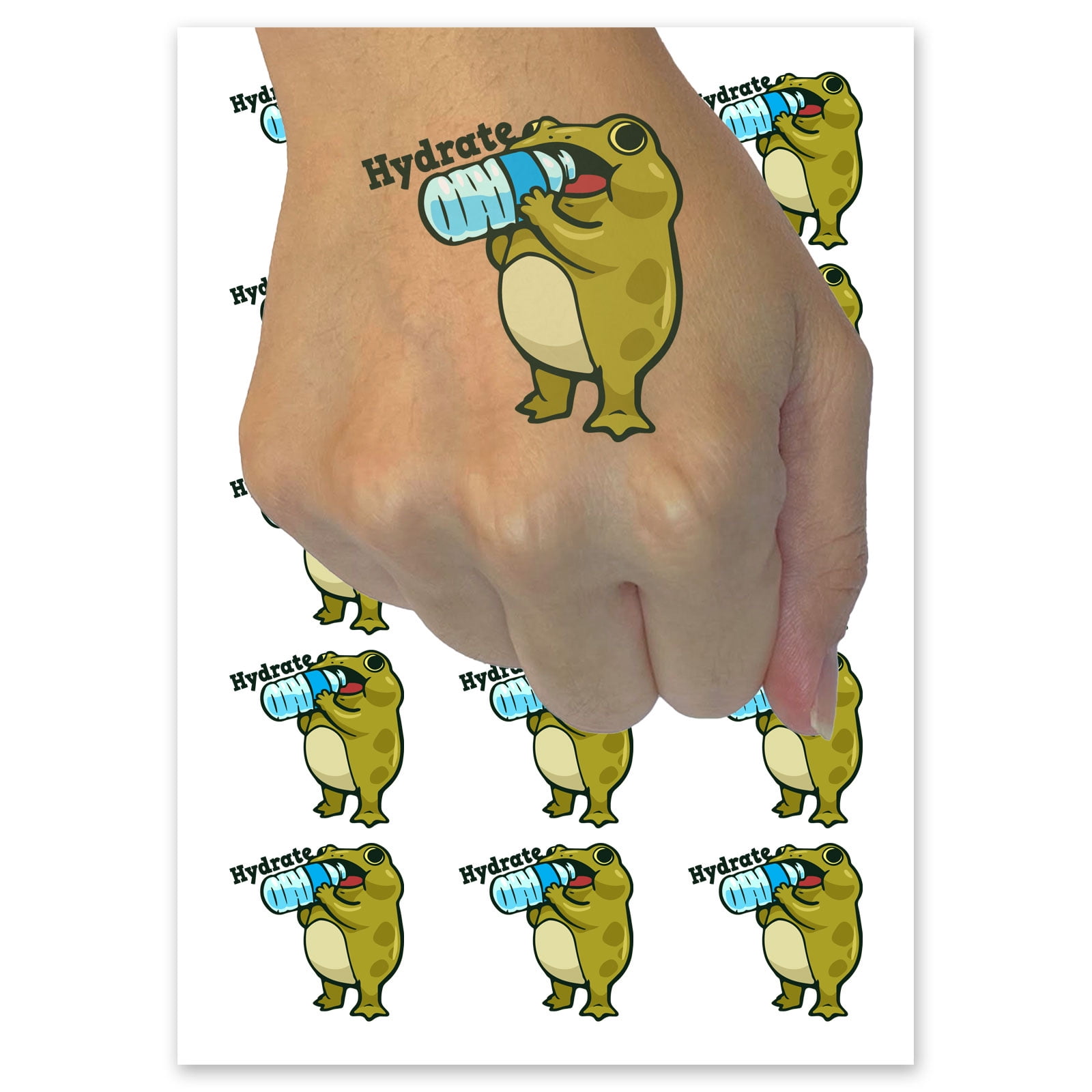 Hydrate Frog with Water Bottle Temporary Tattoo Water Resistant Fake ...