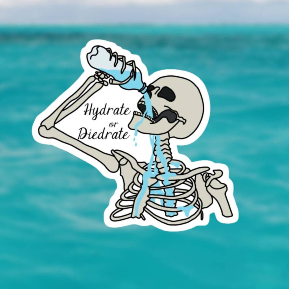 Hydrate Or Dierate Sticker Skelton Sticker, Sticker For Laptops, Cars ...