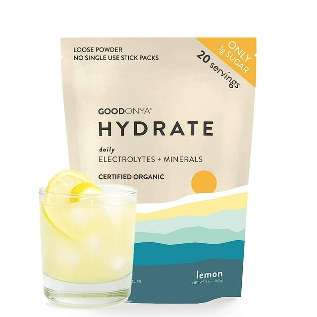 Hydrate Organic Electrolyte Powder, 5.6Oz, 20 Servings - Minerals, Real ...