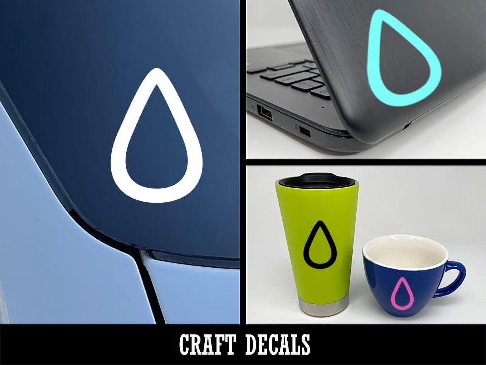 Hydrate Tracker Water Drop Outline Craft Vinyl Indoor Outdoor Decal ...